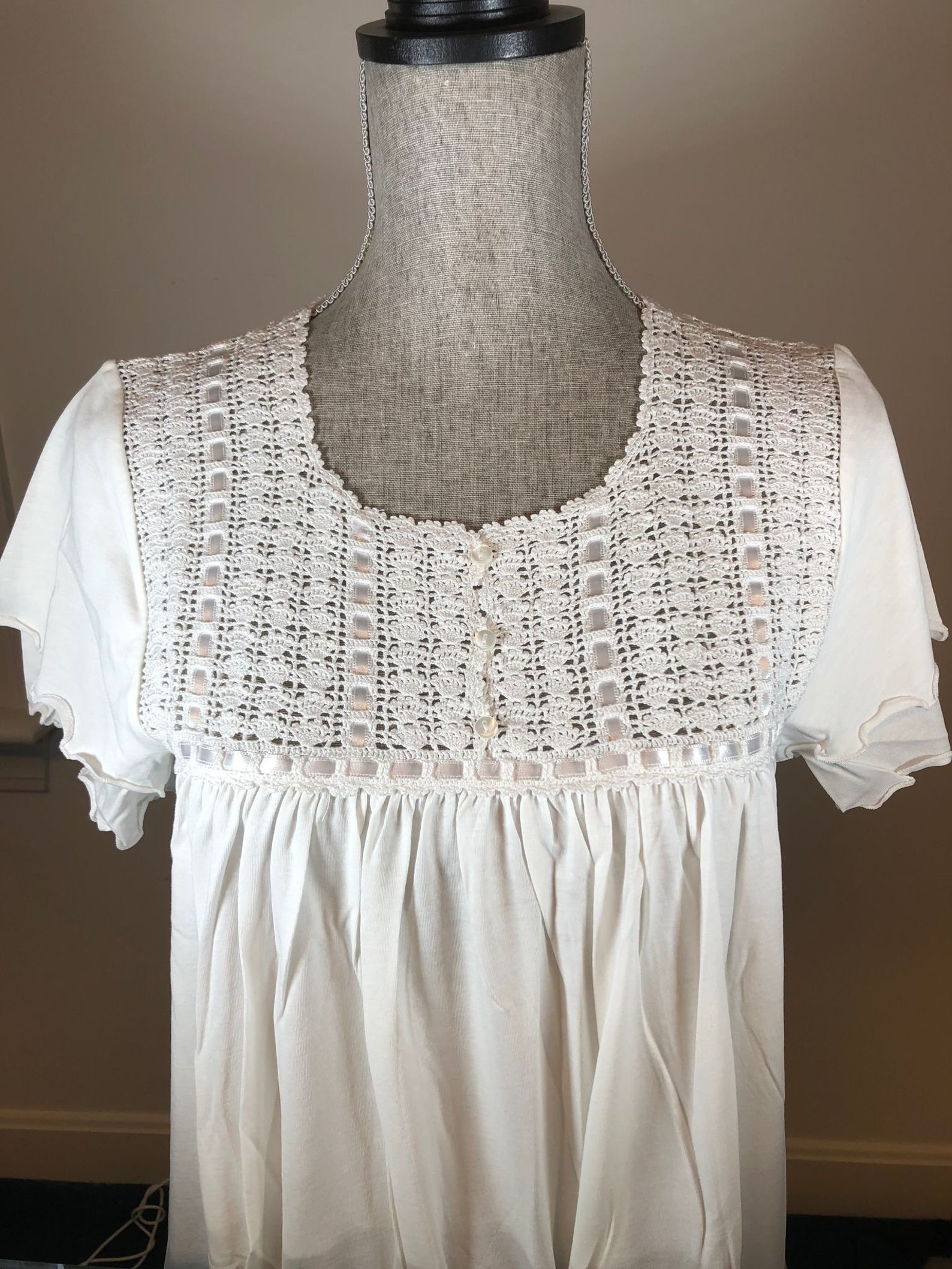 Peruvian Pima Cotton Nightgown With Hand Crochet Stitch and - Etsy