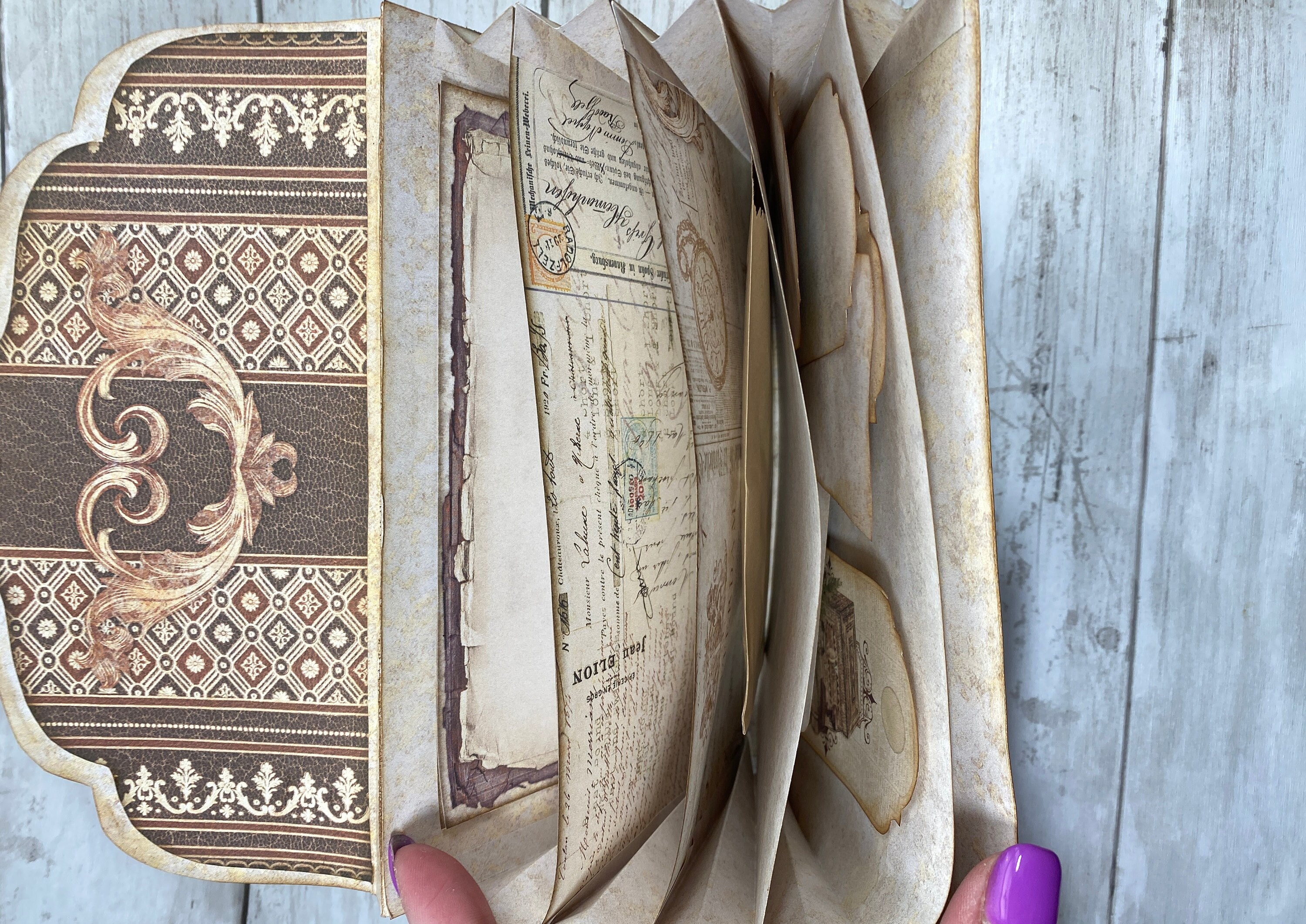 Brown Accordion Ephemera Organizer, Expandable Envelope, Fussy Cut ...