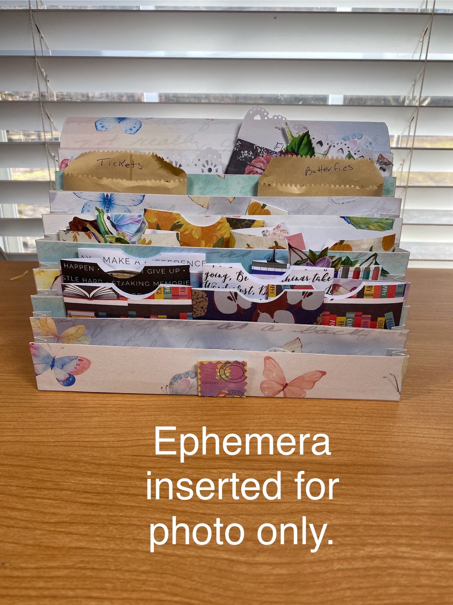 Butterfly Accordion Folder Stand Alone , File Ephemera Organizer, Expandable Envelope, Filing ...