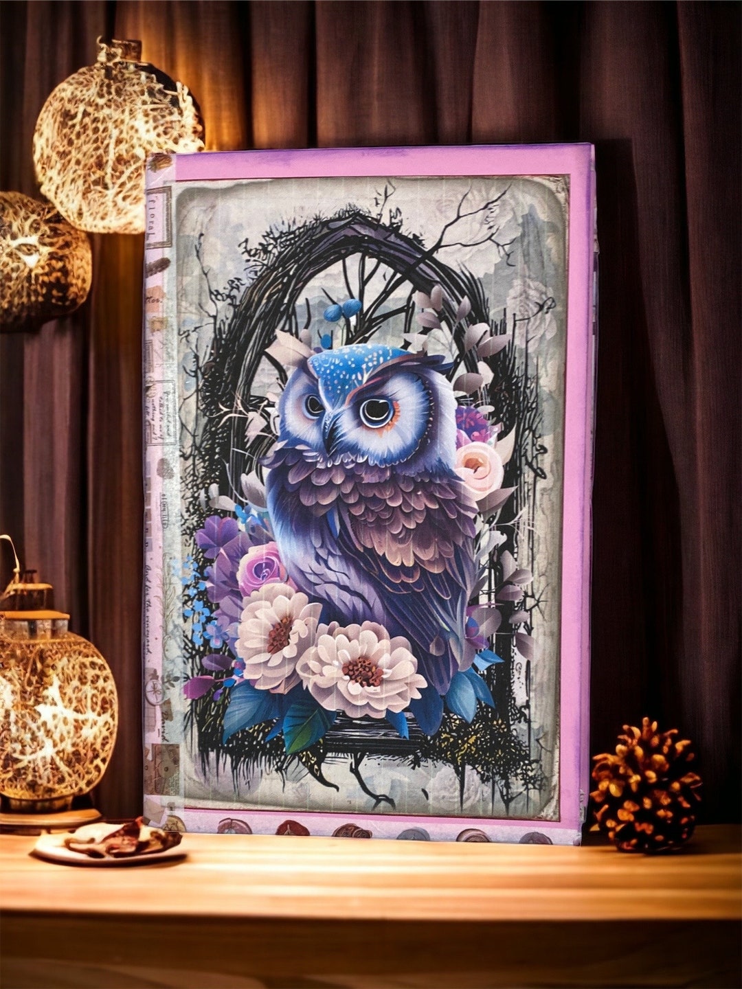 Pink Owl Flip Flop Journal, Blank Notebook, Handmade Sketchbook ...