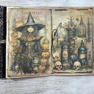 Halloween Skeleton Junk Journal, Black Witch Book, Grungy Notebook ...