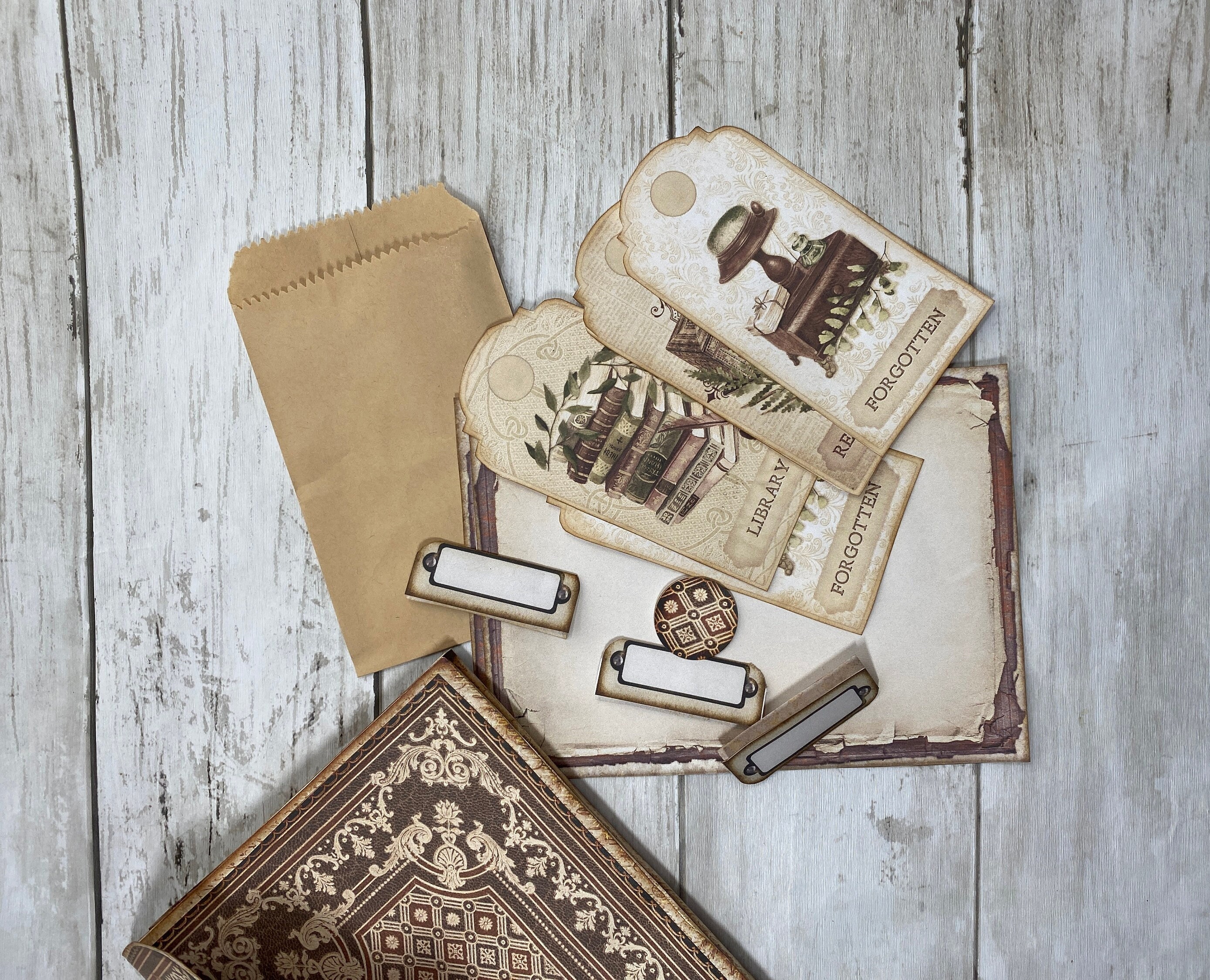 Brown Accordion Ephemera Organizer, Expandable Envelope, Fussy Cut ...