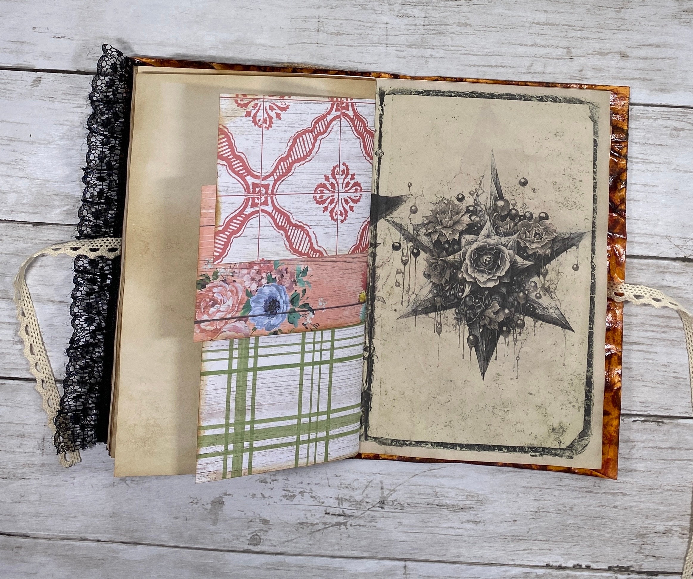 Halloween Cat Junk Journal Black Witch Book Grungy Notebook Blank ...