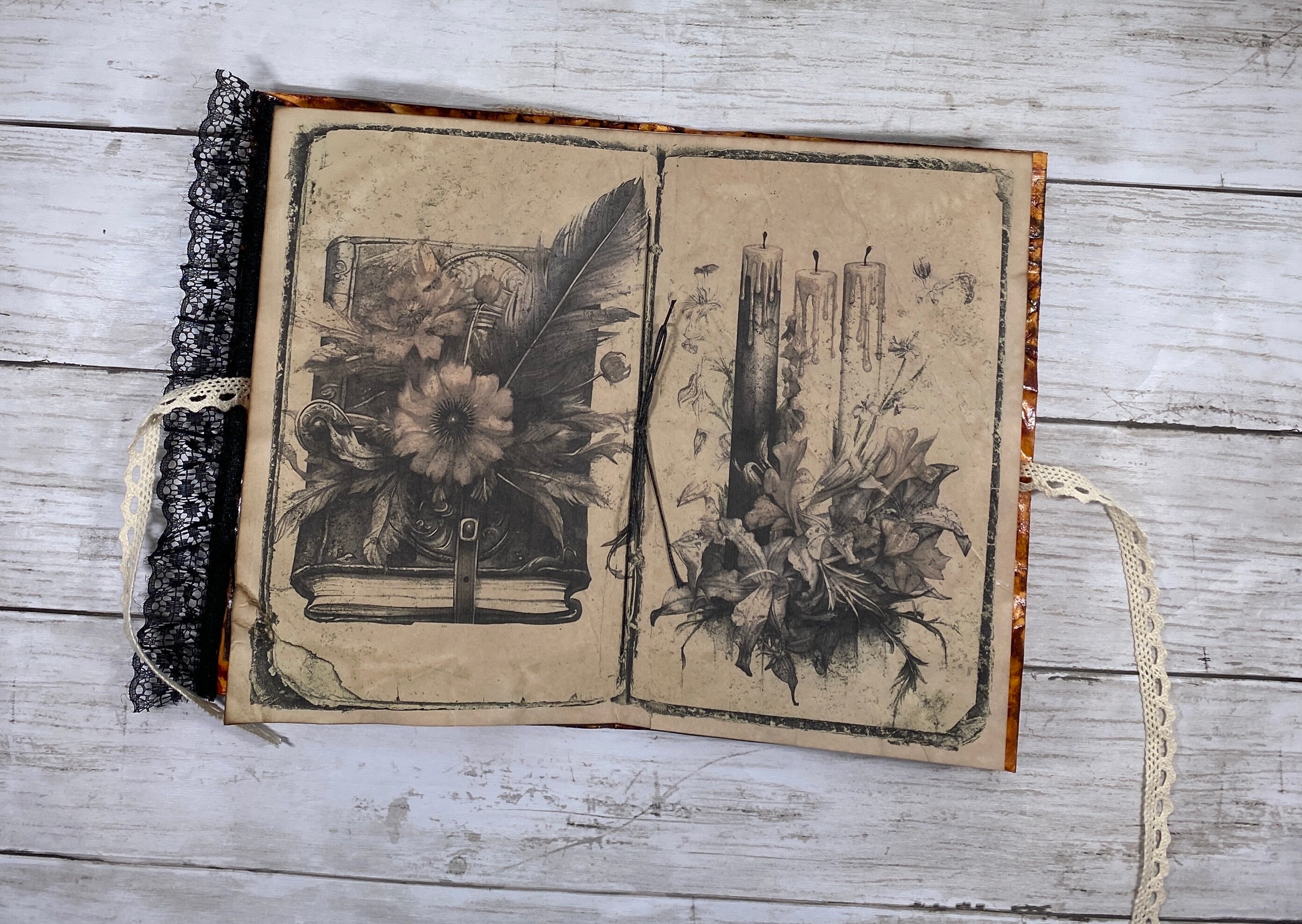 Halloween Cat Junk Journal Black Witch Book Grungy Notebook Blank ...