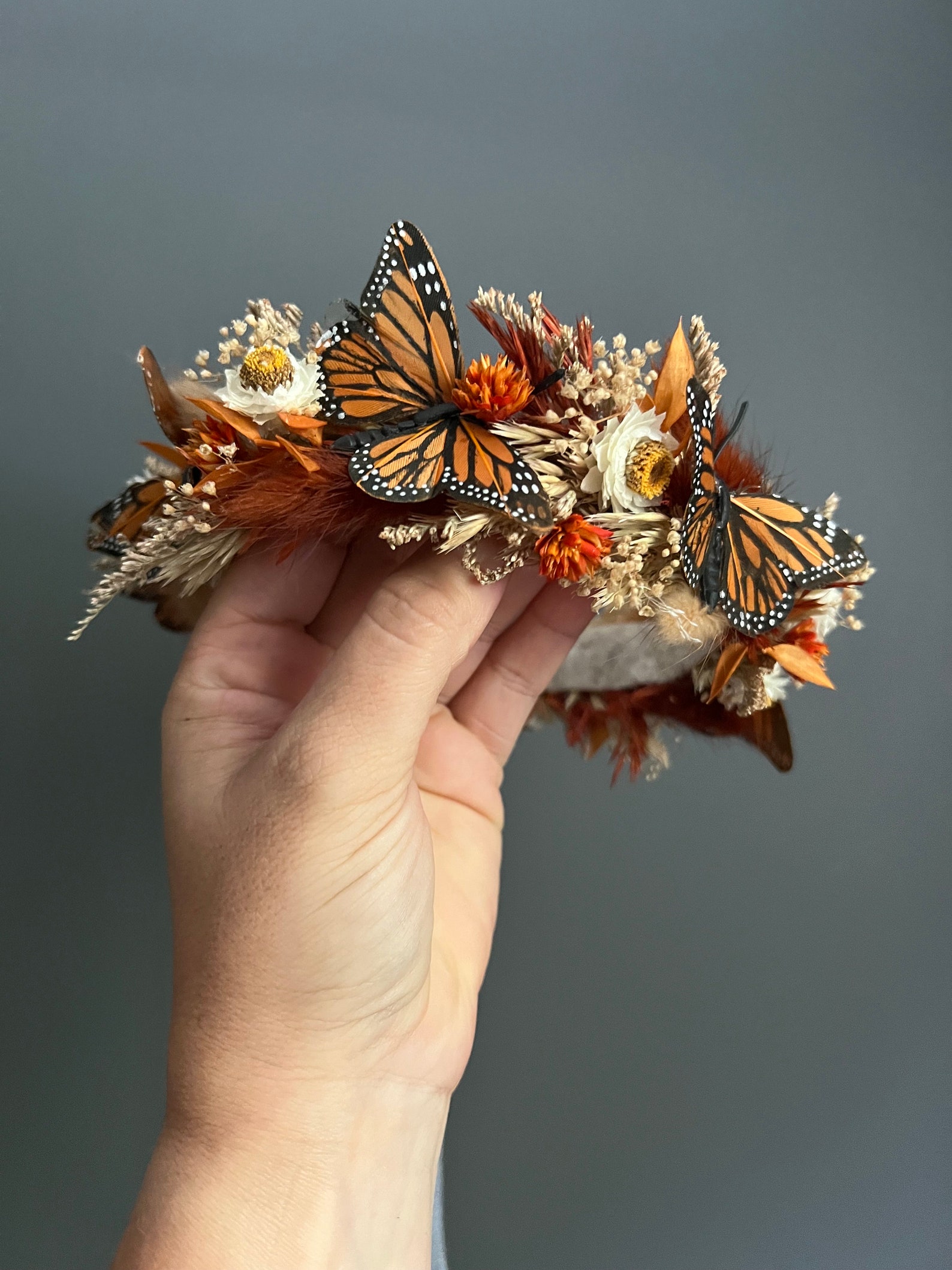 Dried Flower Butterfly Crown Monarch Butterfly Newborn Crown Baby ...