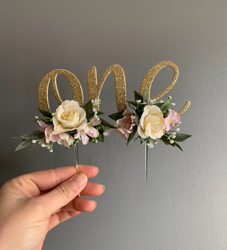 Floral ONE Cake Topper: First Birthday Cake Smash Prop - Etsy
