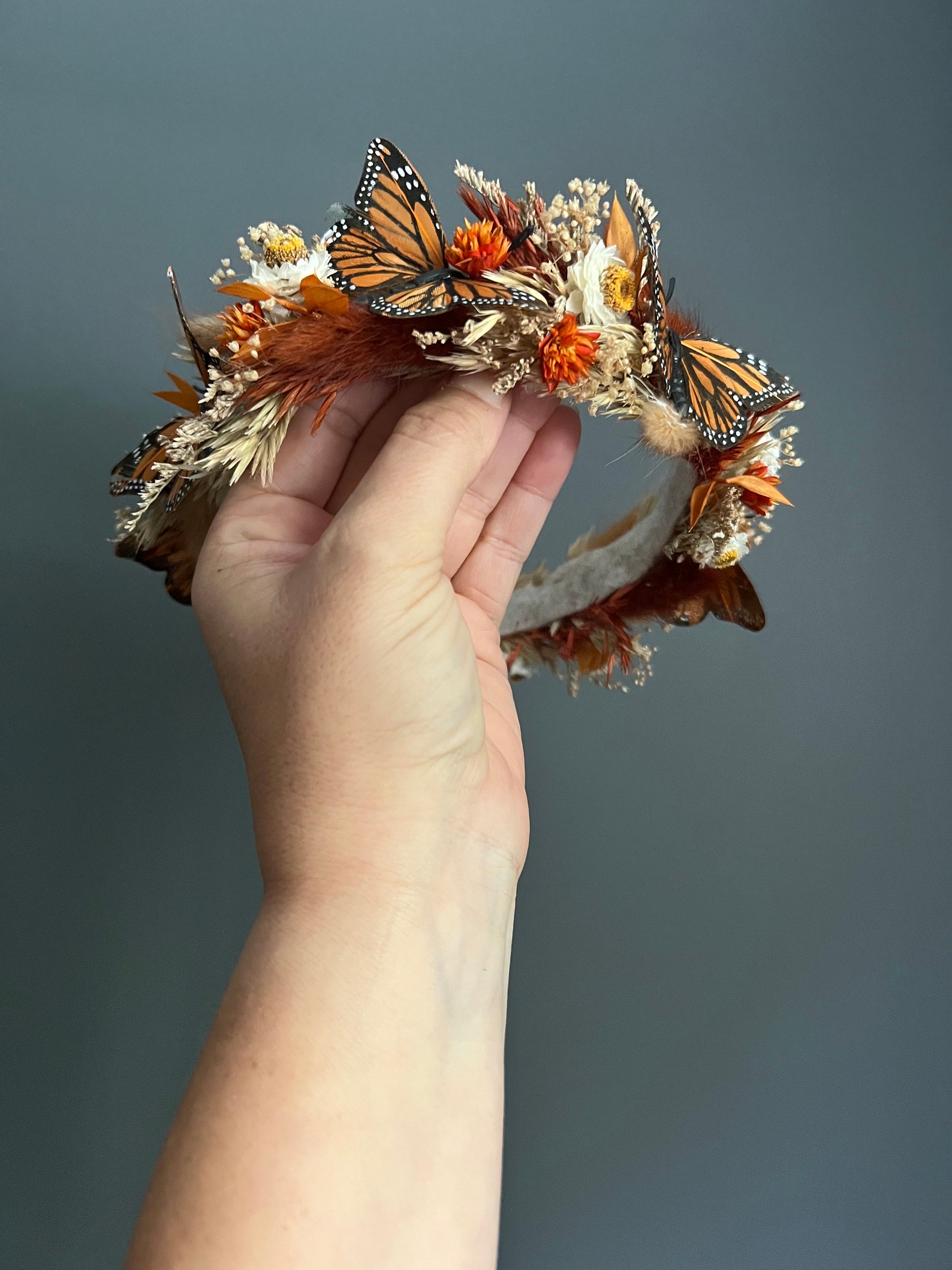 Dried Flower Butterfly Crown Monarch Butterfly Newborn Crown Baby ...