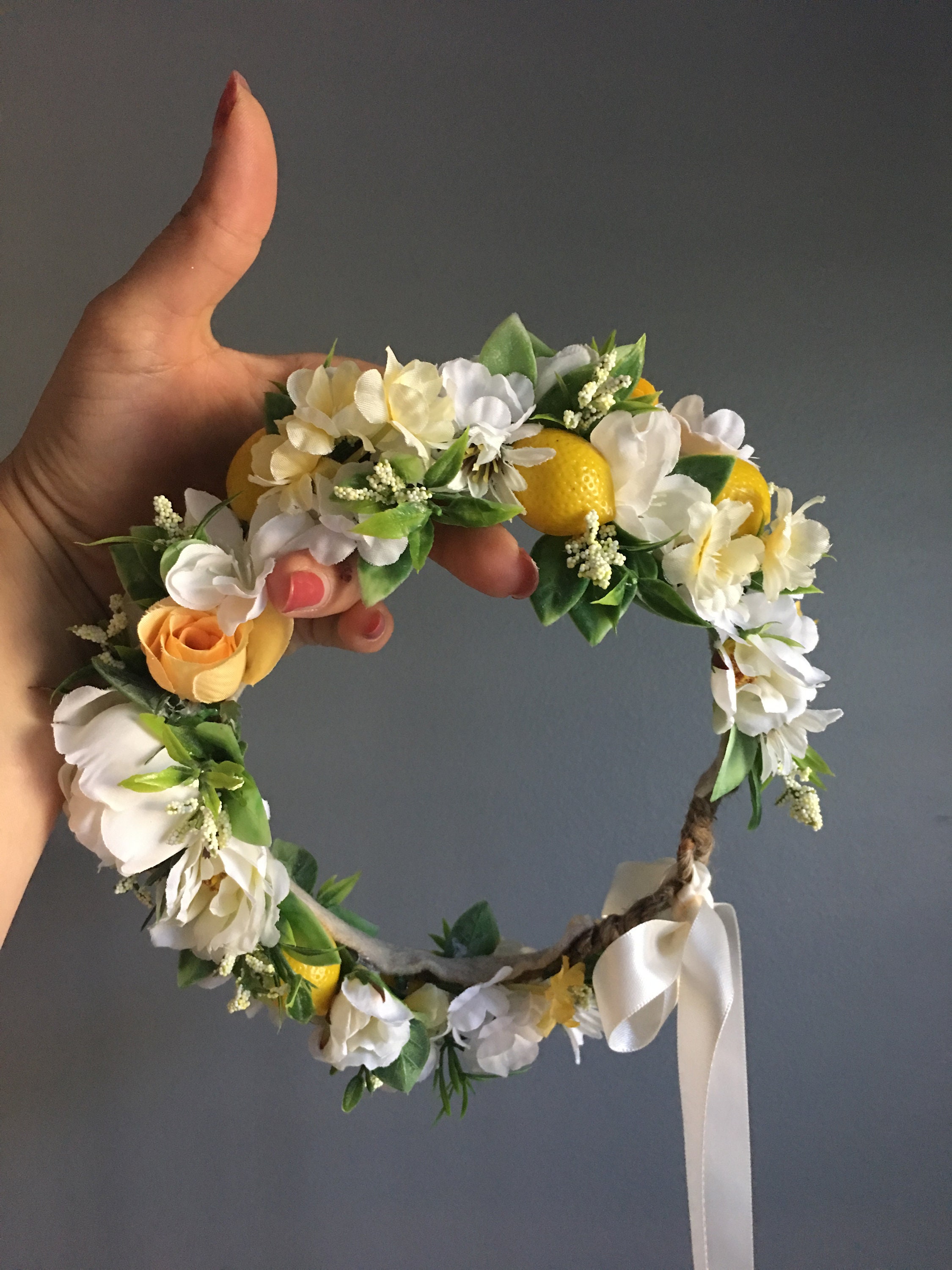 Flower Crown Lemon Crown Flower Crown Halo Baby Flower Crown Floral flower-crown-lemon-crown-flower-crown-halo-baby-flower-crown-floral