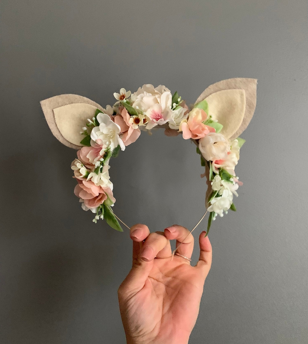 Kitten Ears Flower Crown, Cat Flower Crown, Baby Photo Prop, Flower ...