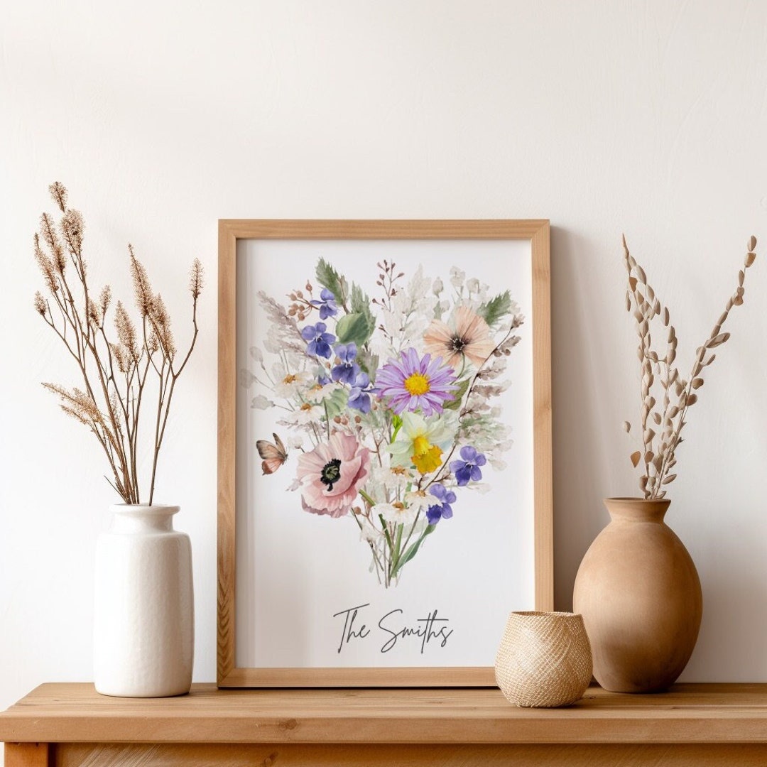 Custom Birth Month Flower Print Personalized Birth Month Bouquet Gift ...