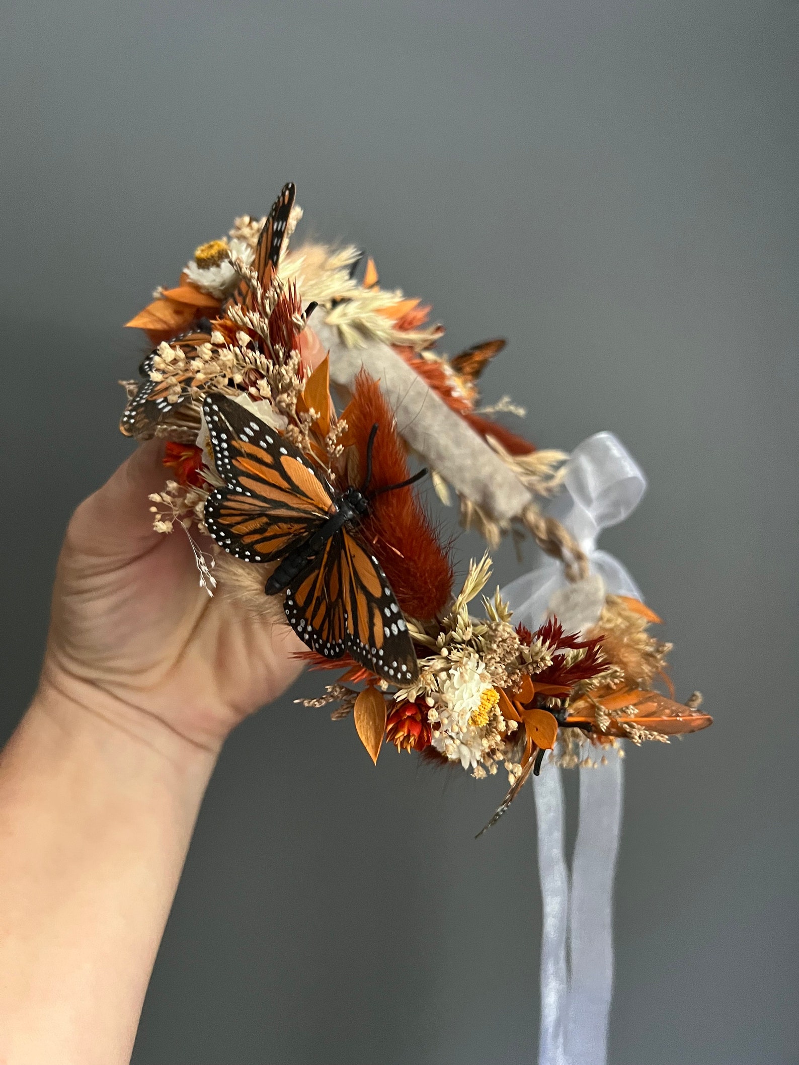 Dried Flower Butterfly Crown Monarch Butterfly Newborn Crown Baby ...