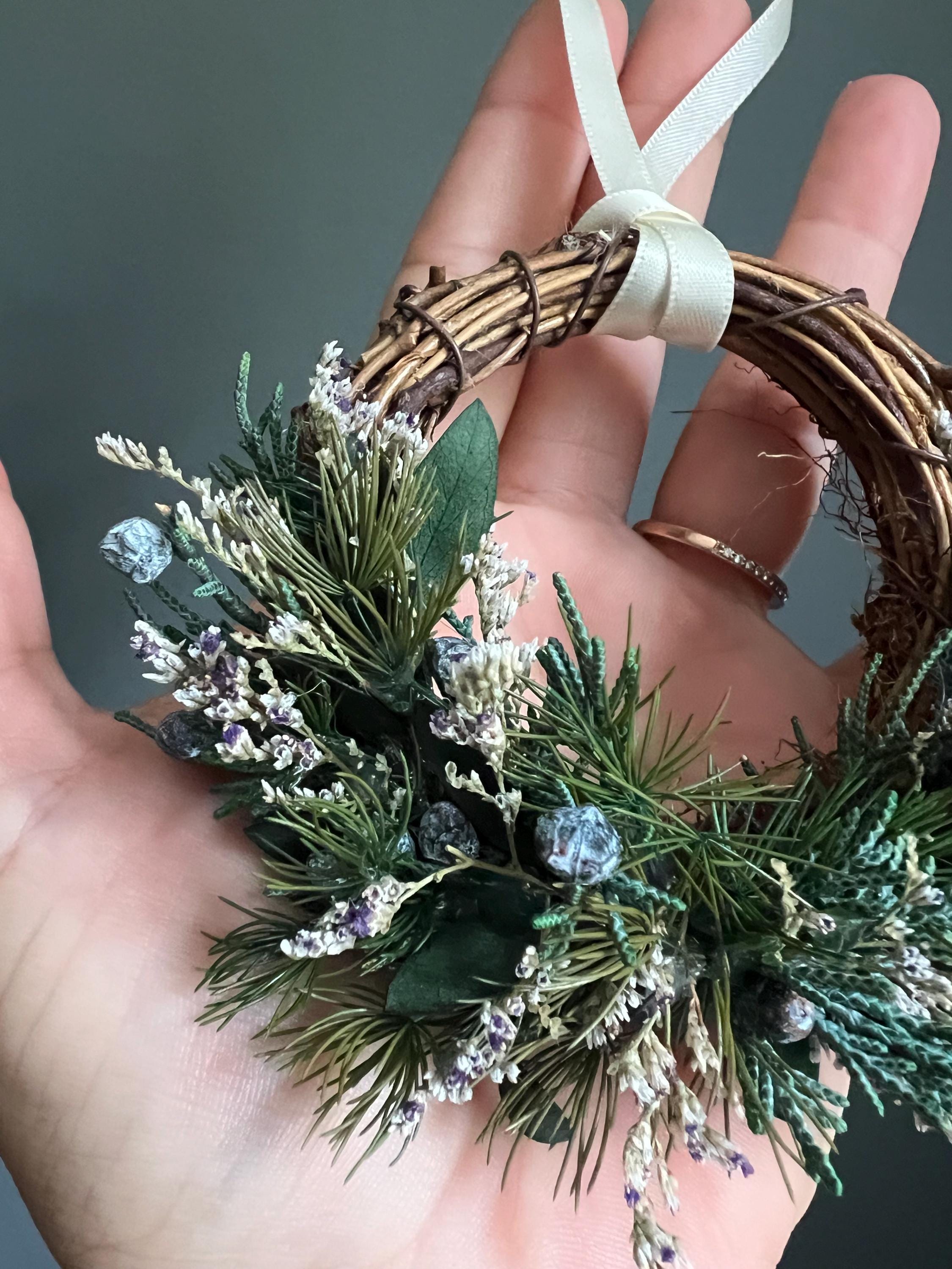 Dried Greenery Mini Wreath Ornament: Rustic Holiday Decor - Etsy