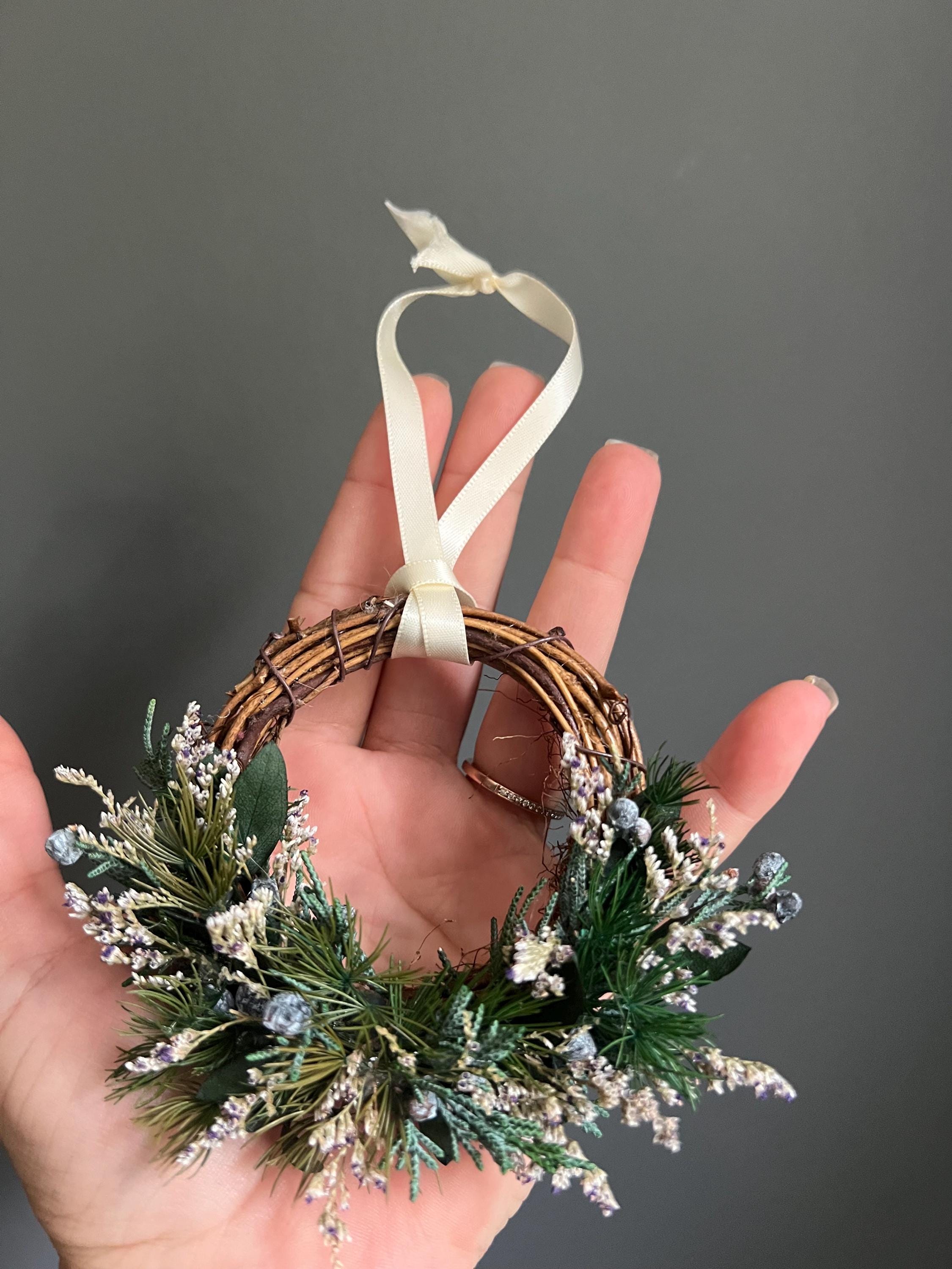 Dried Greenery Mini Wreath Ornament: Rustic Holiday Decor - Etsy