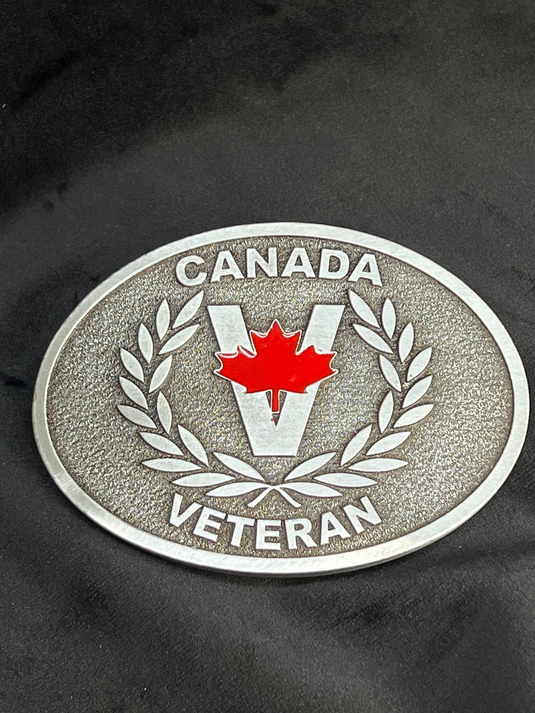 Canada Veteran Belt Buckle - Canadian Military Pewter Buckle With Red ...
