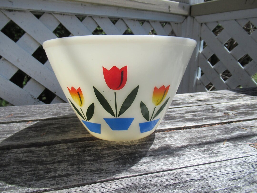 Fire King Tulip Splatter Bowl Fire King Oven Ware Vintage - Etsy