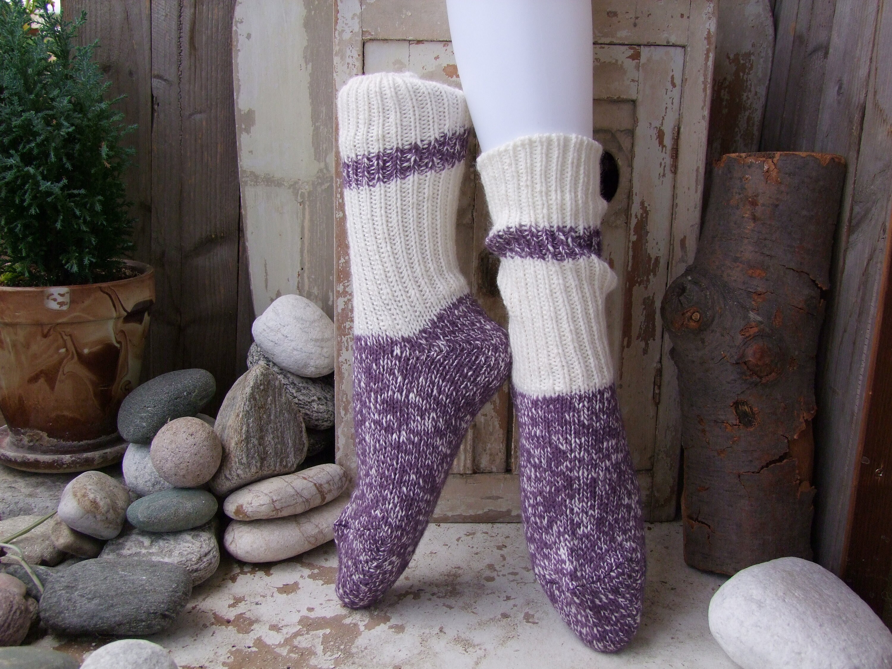 Wool Woman Socksnatural Wool Socks Knit Women Wool Socks - Etsy UK