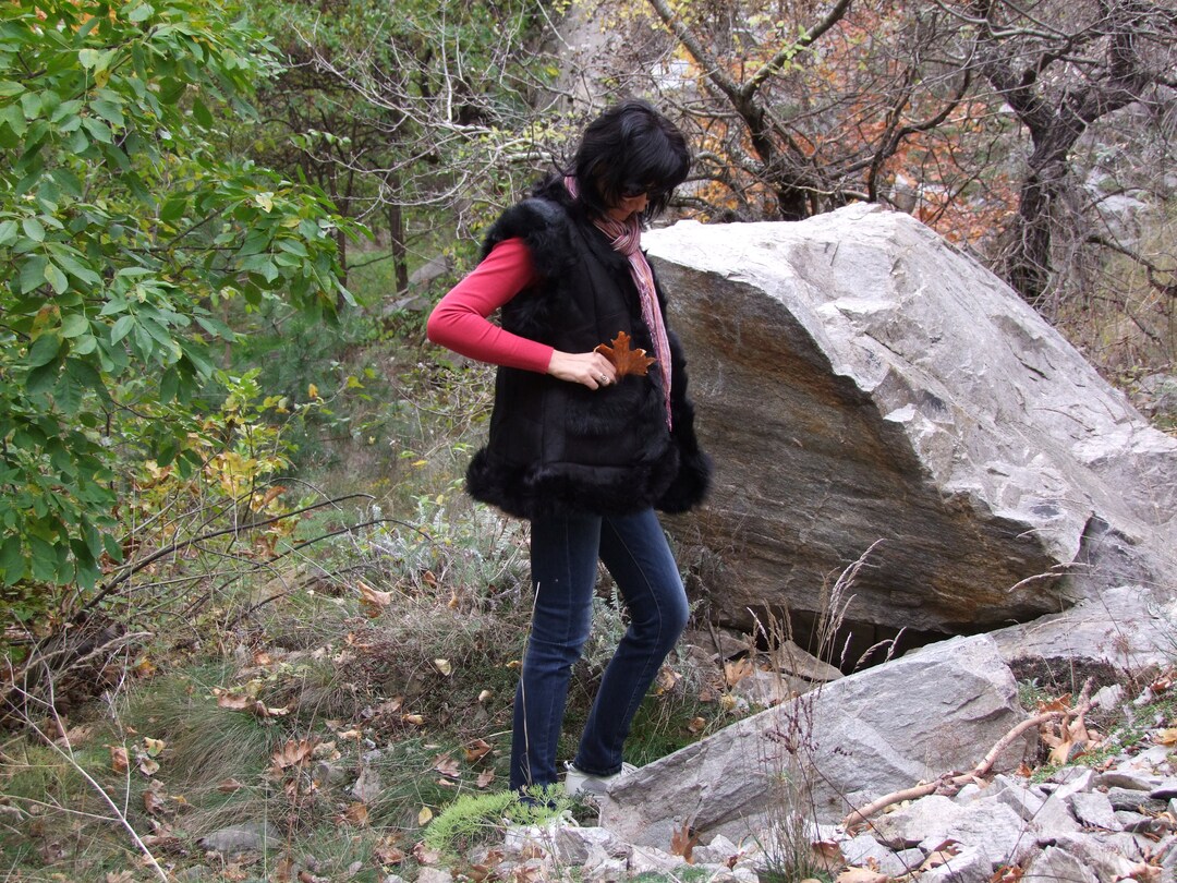 Women Leather Vest, Sheepskin Vest, Boho Vest, Leather Gilet, Handmade ...