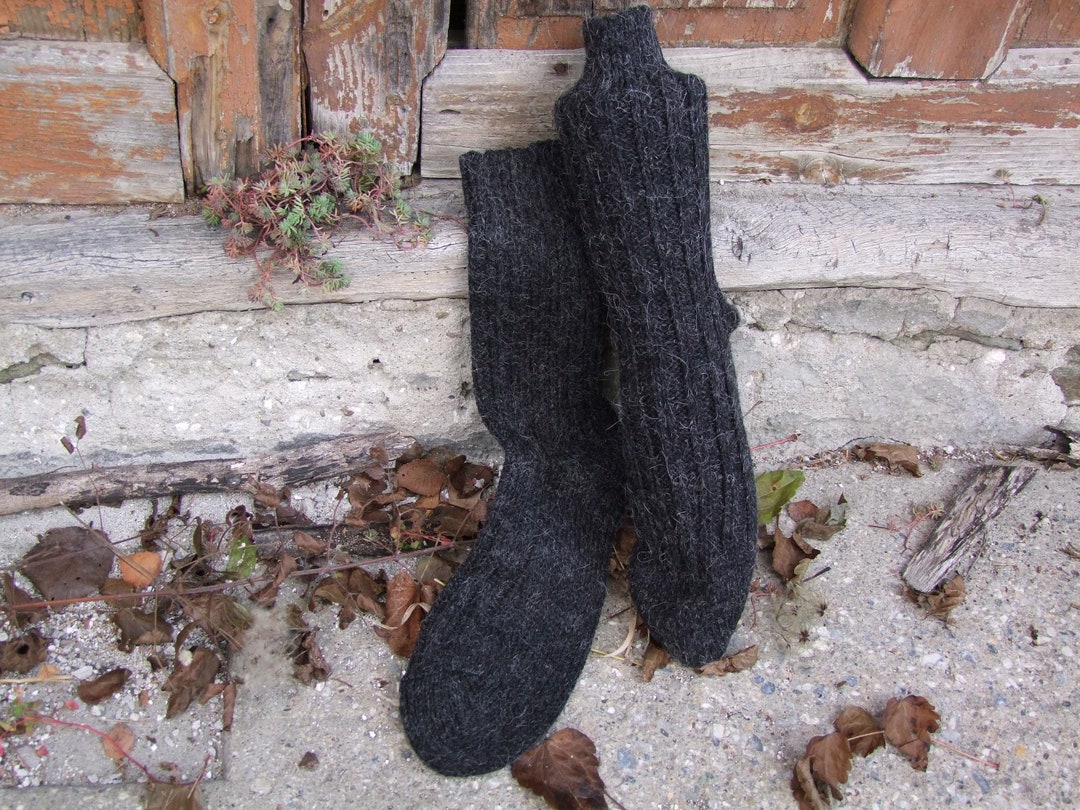Wool Woman Mens Socks.natural Wool Socks.knit Alpaca Wool Socks,minimal ...