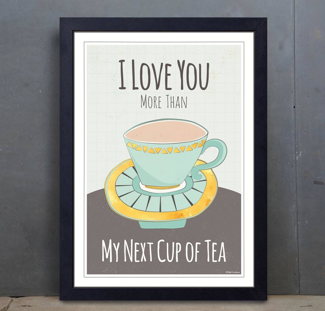 Tea Cup Print - Hand Illustrated - Kitchen Print - Romantic Print ...