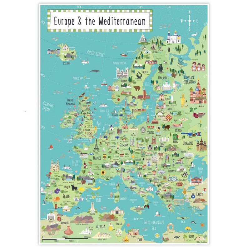 Illustrated Map of Europe - Postcard - Hand-drawn Map Postcard - Etsy