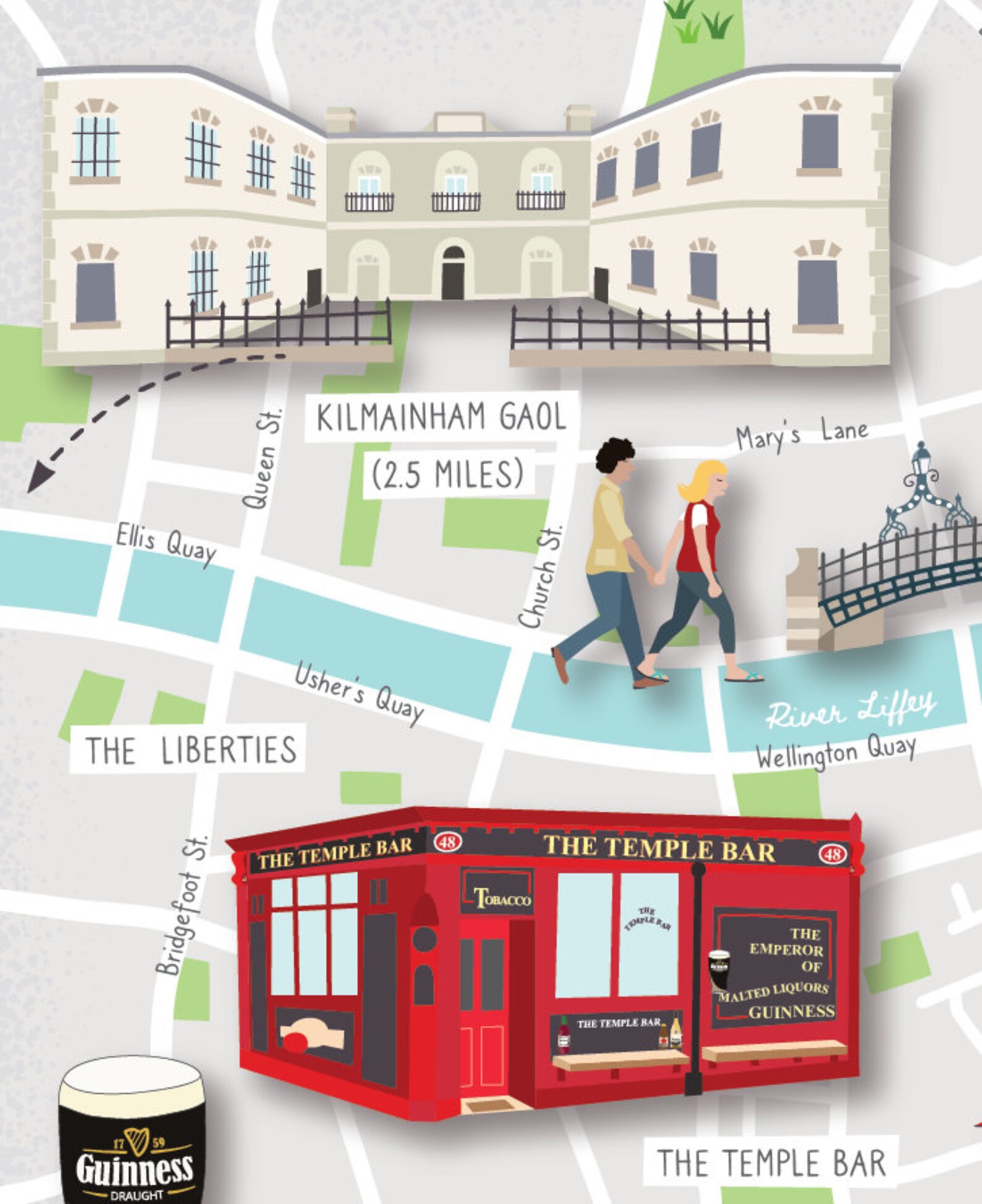 Illustrated Map Dublin, Ireland - A4 - Hand-drawn Map - Poster ...