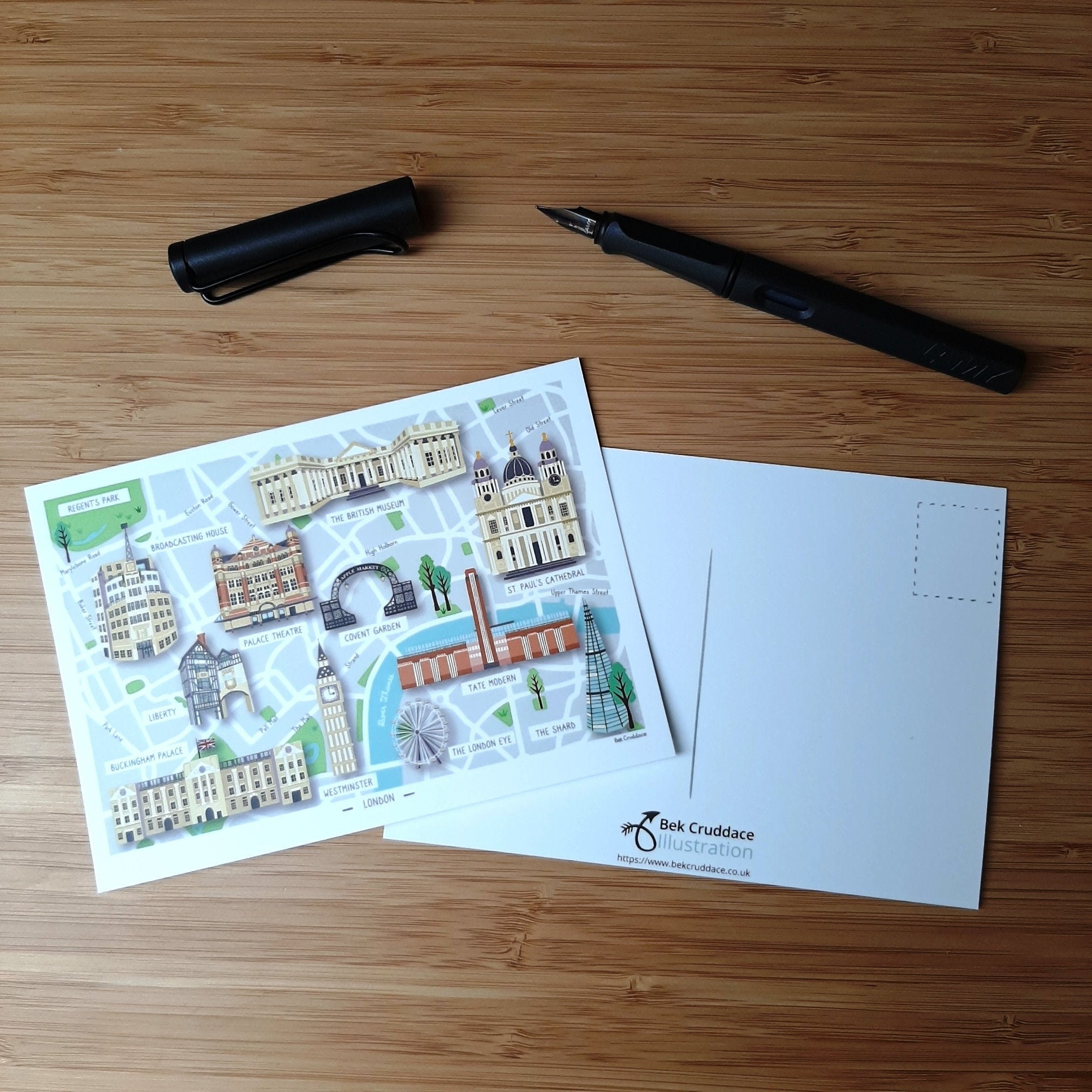 Illustrated Map London, England Postcard - Map Postcard- Tate Postcard ...