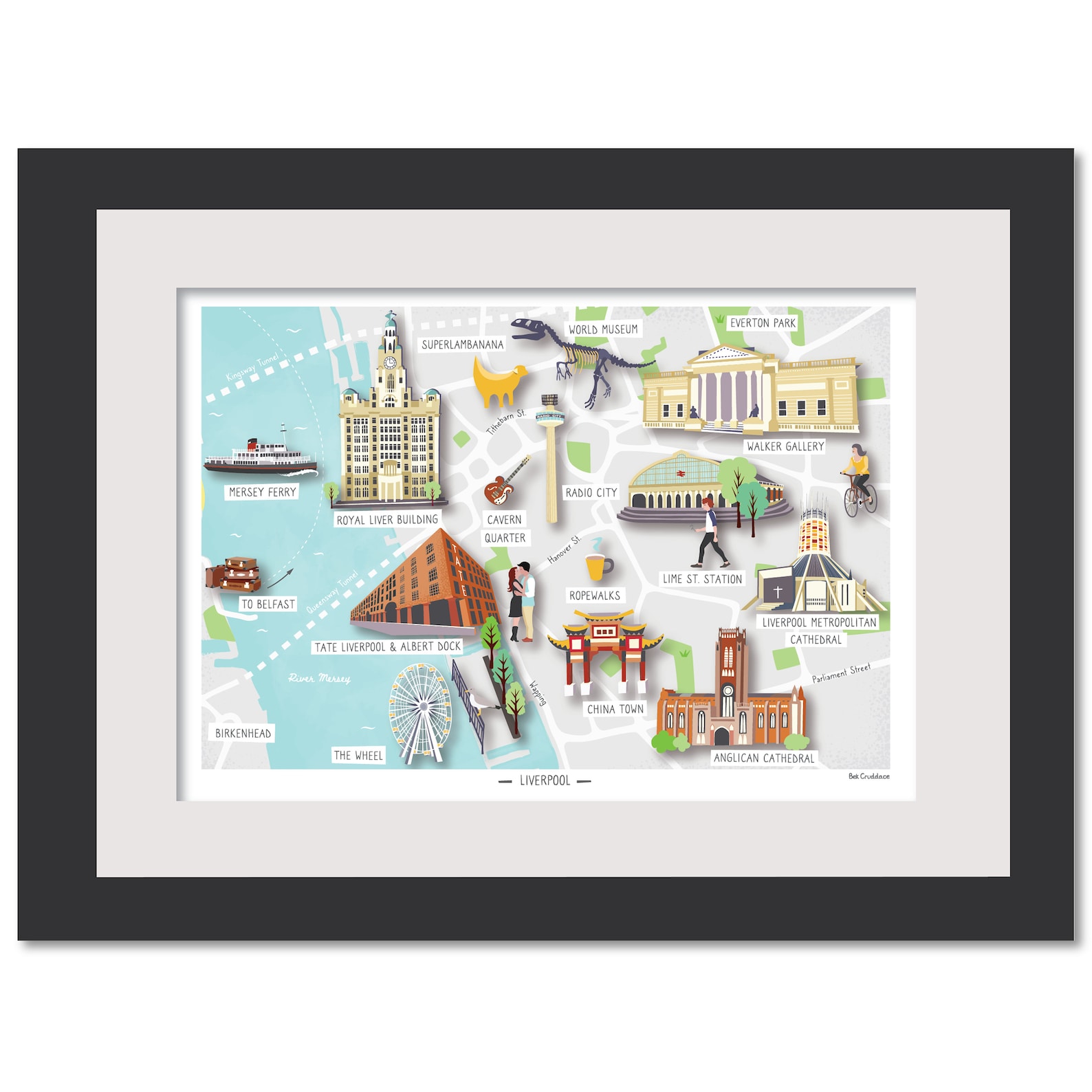 Illustrated Map Liverpool- A4 - Hand-drawn Map - Poster - Perfect Gift ...