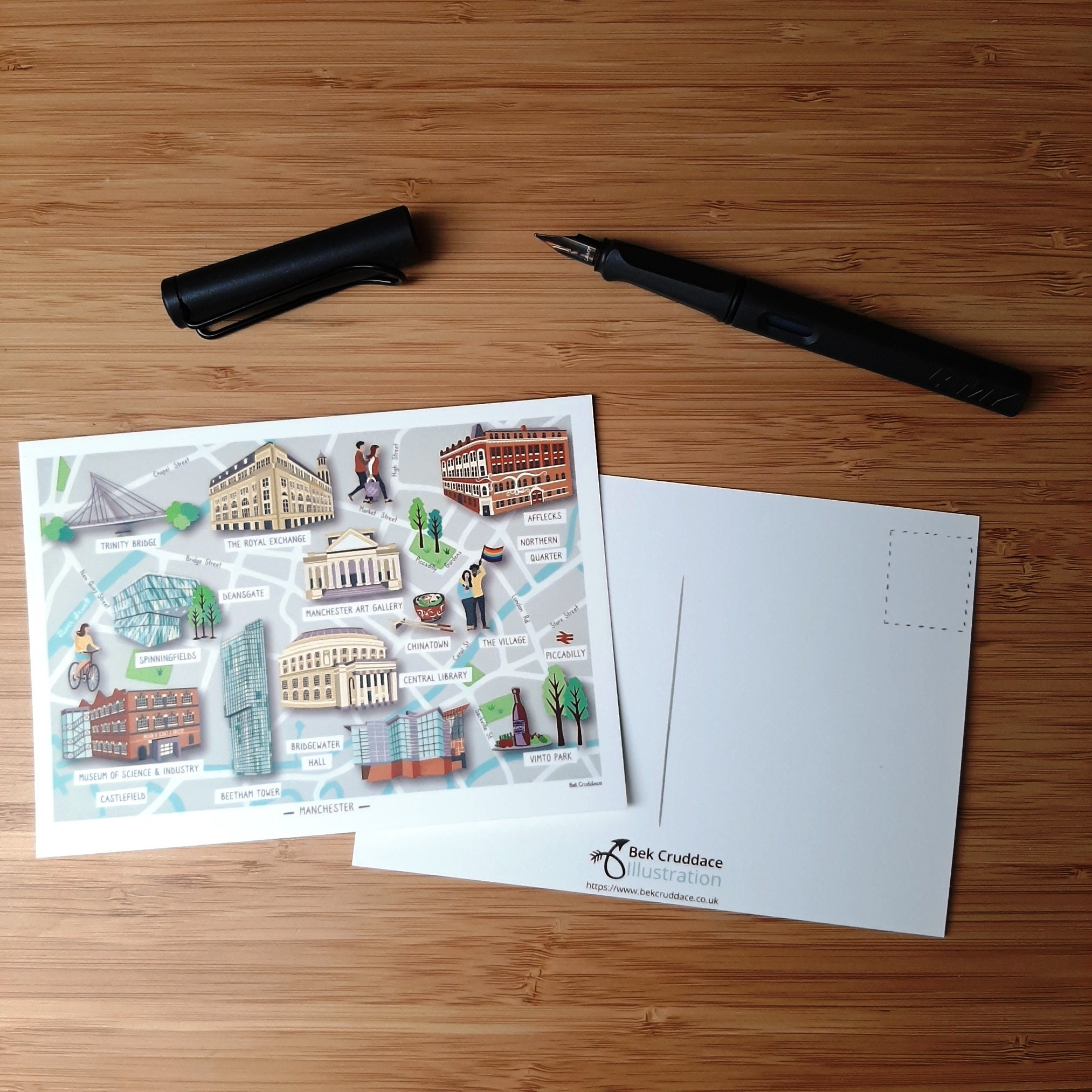 Set of 5 Illustrated City Map Postcards - Dublin Postcard - Liverpool ...