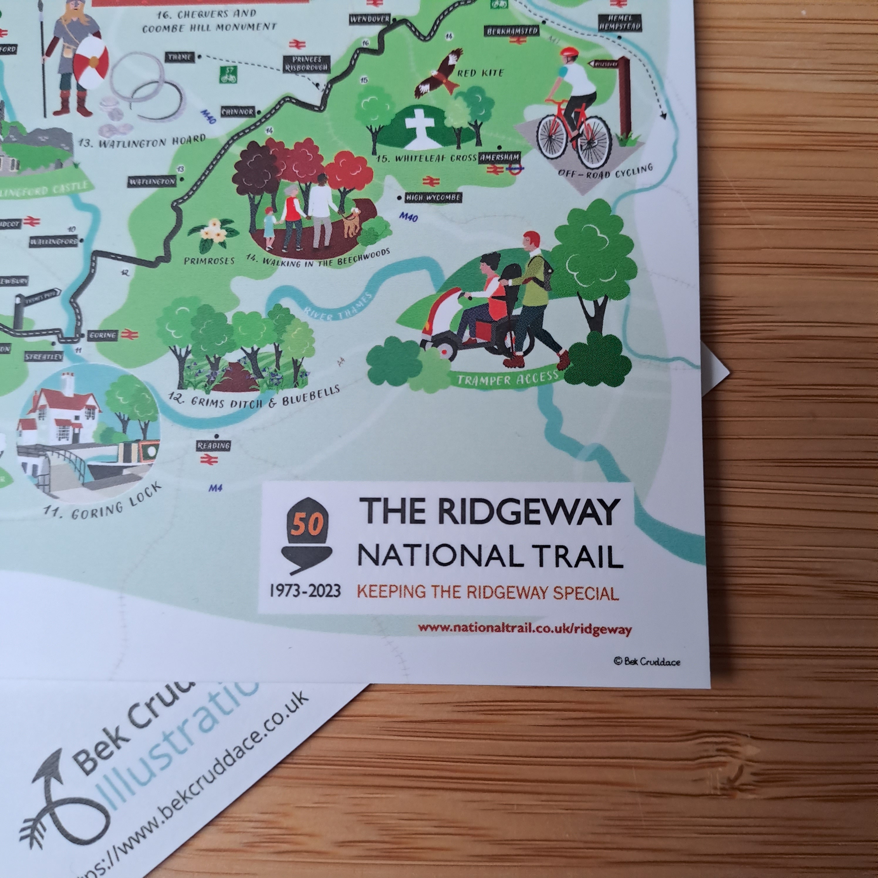 Illustrated Map of the Ridgeway National Trail Postcard King Alfred ...