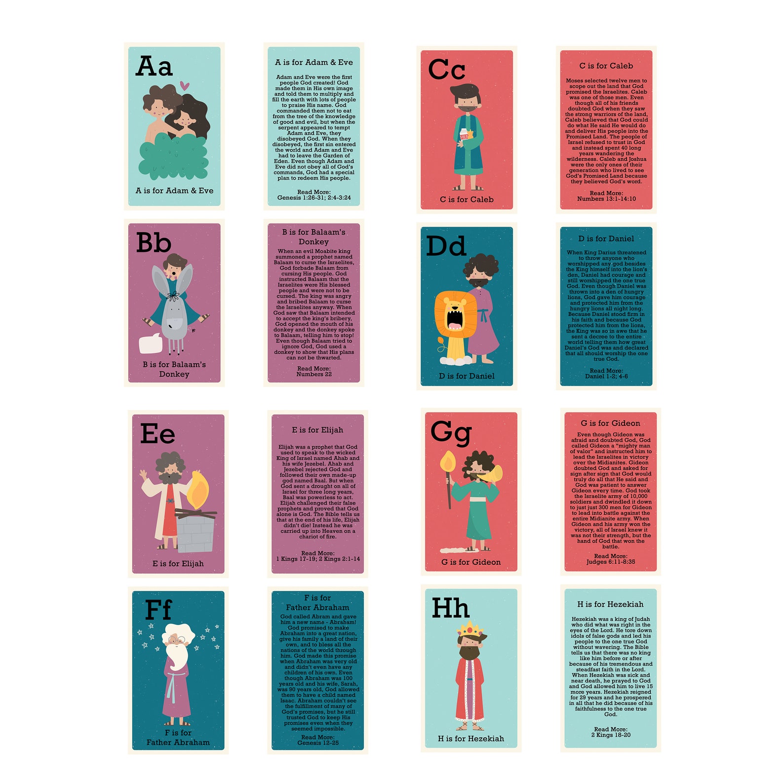 ABC Bible Character Cards Digital Download - Etsy