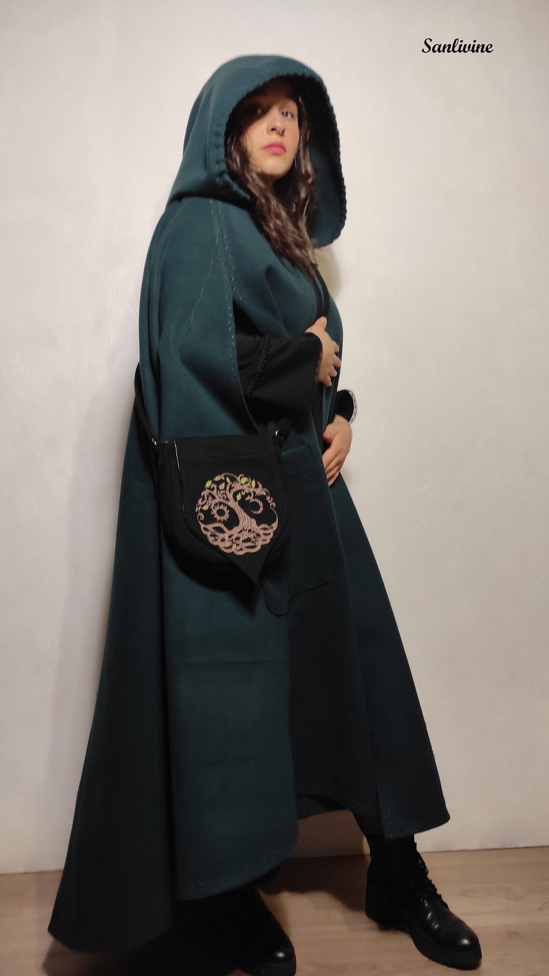 Long Enchanting Cloak Yennefer Dark Green Medieval Cloak Fairy - Etsy