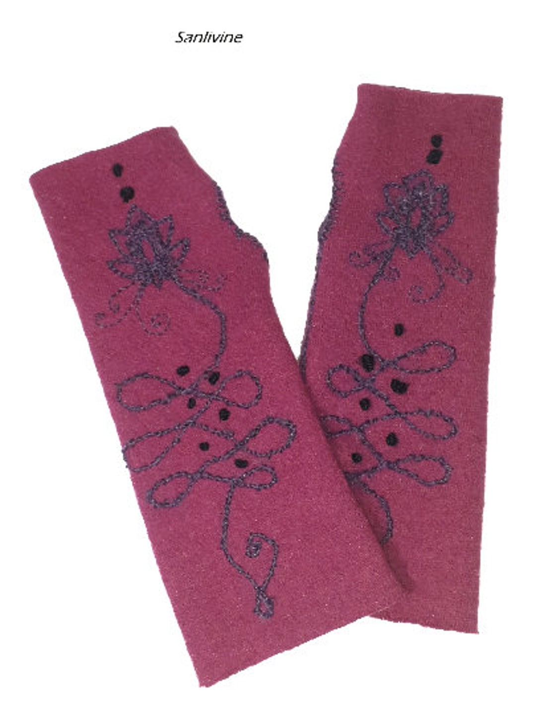 Mittens in Pure Wool Unalome Hand Embroidered the Path - Etsy