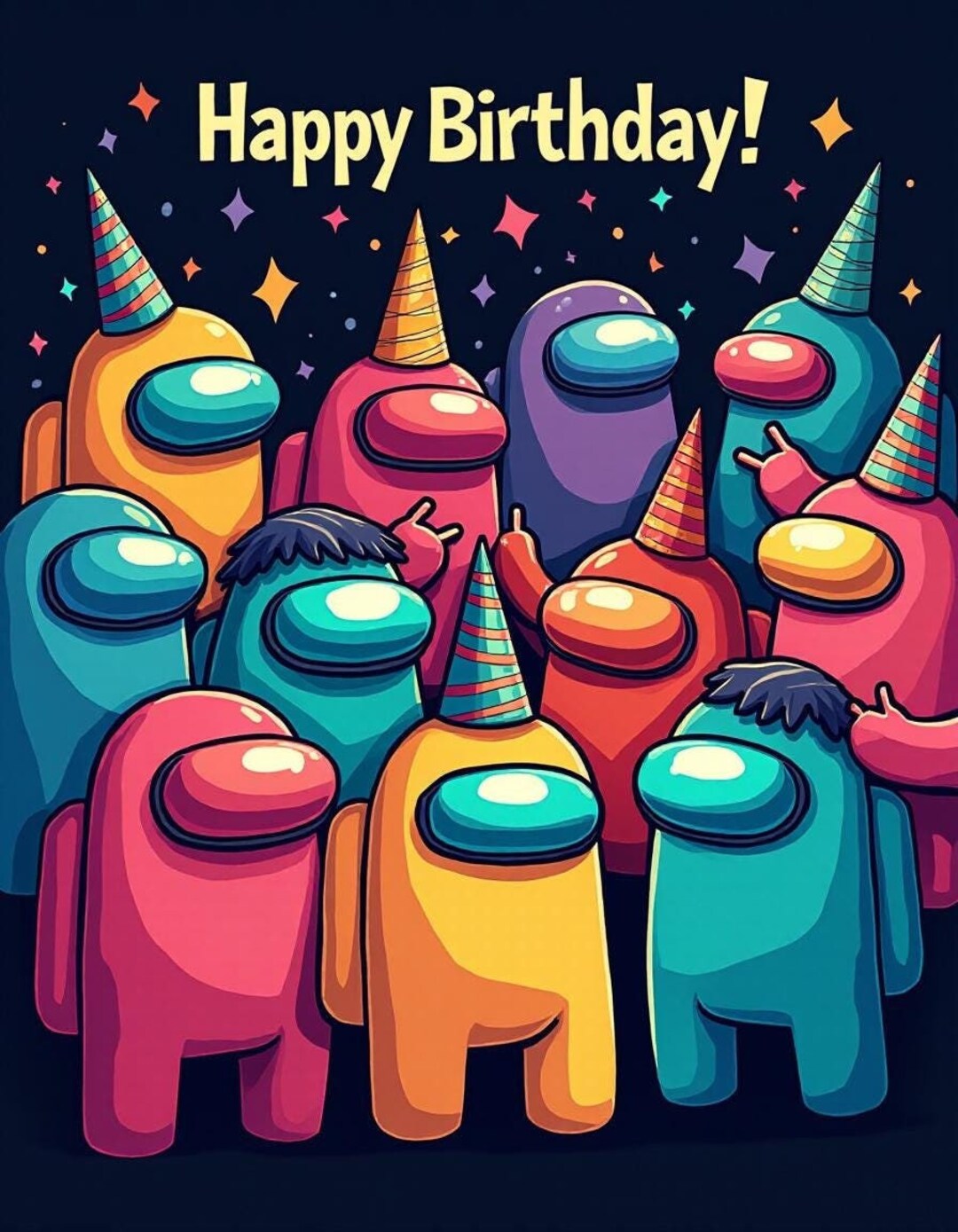 Digital Printable Among Us Birthday Party Card, Greeting Card, Birthday ...