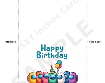 Digital Printable Among Us Birthday Party Card, Greeting Card, Birthday ...