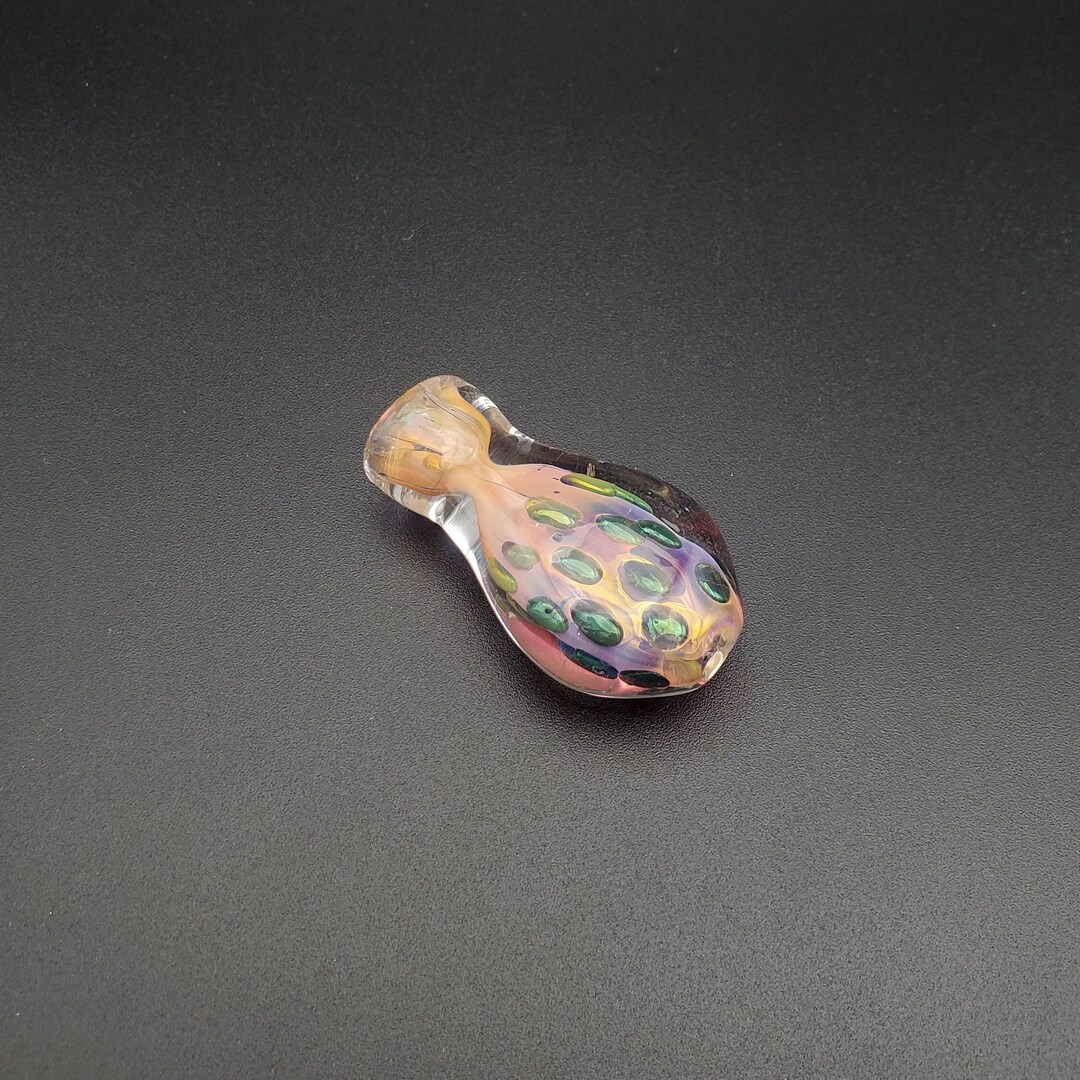 LIL MAMA Small Glass Chillum, Cute Pink 2 to 3" Inch Inside Out Gold ...
