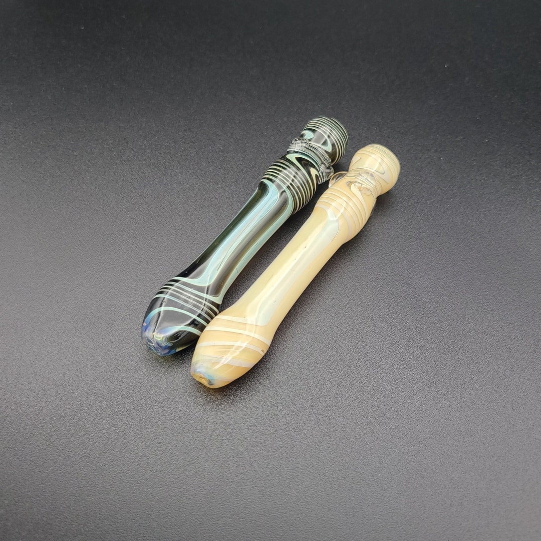 The CANDY CANE One Hitter Chillum Glass Pipe, Handmade Glass Tobacco ...