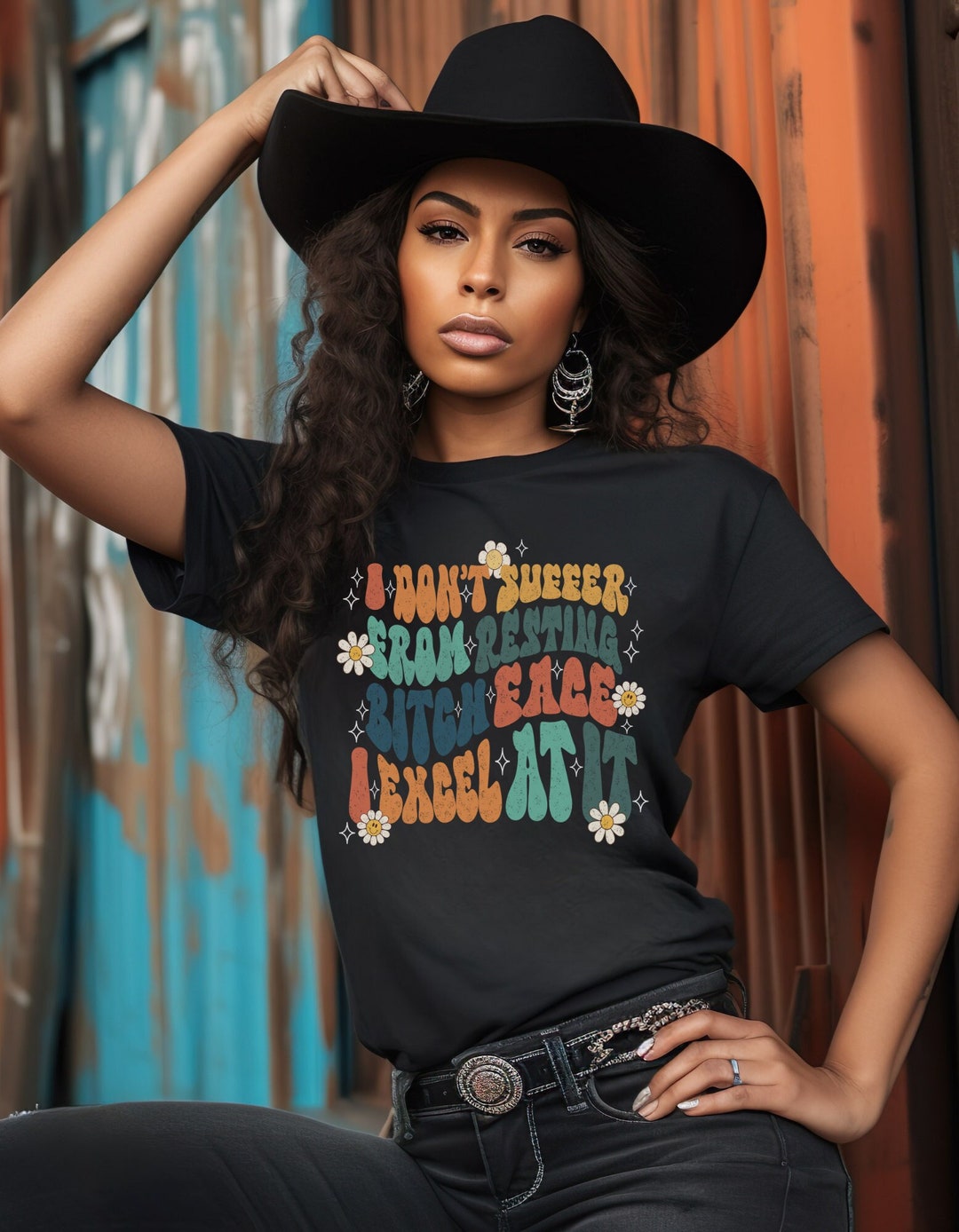 Resting Bitch Face RBF Funny T-shirt Retro Wavy Distressed Font, for ...