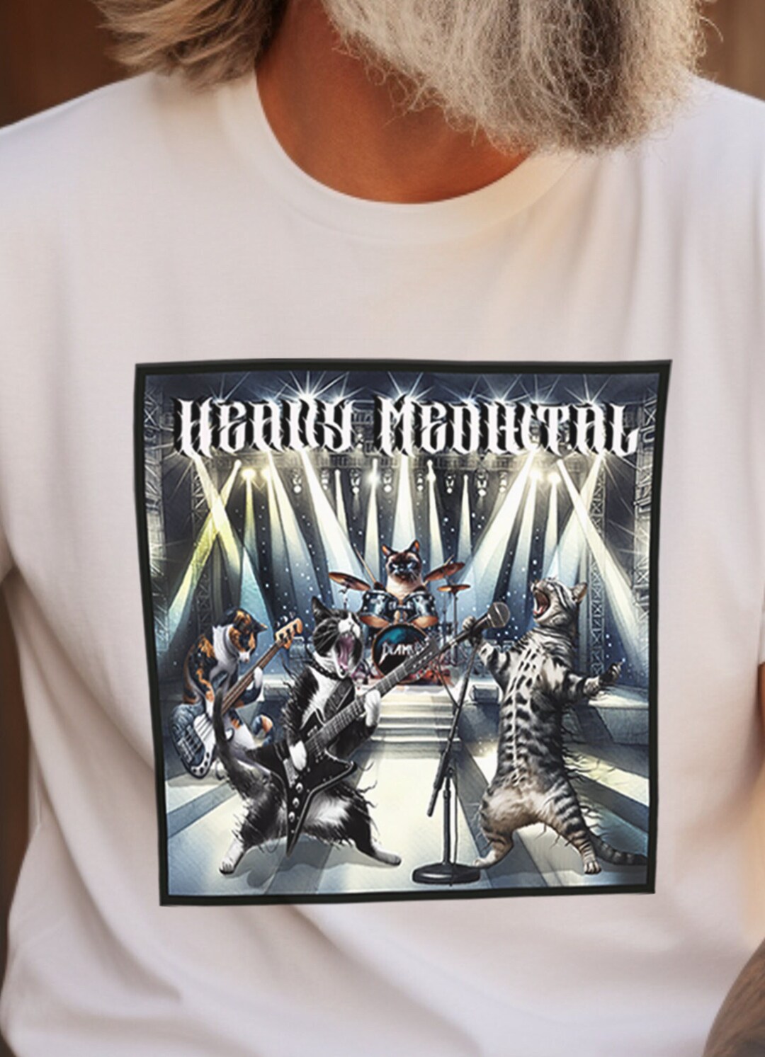 Heavy Meowtal T-shirt Full Cat Metal Band, Original Art, Cat Lover ...