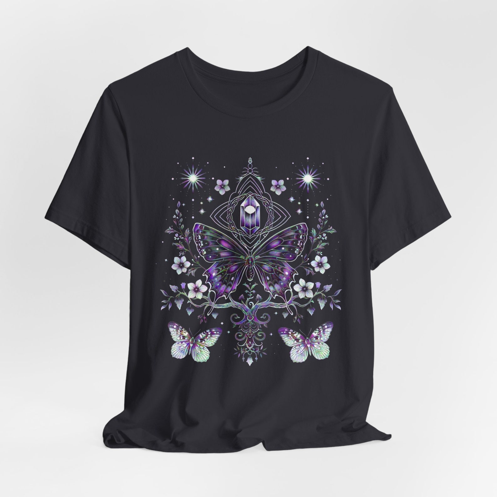 Butterflies Tree of Life and Crystals Mystical T-shirt, Wicca Wear ...