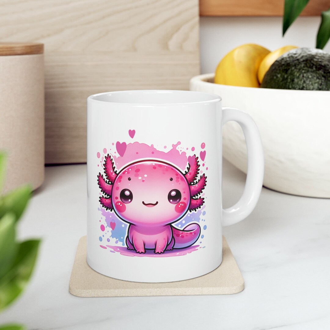 Cute Kawaii Axolotl Ceramic Mug, 11oz Coffee Cup, Great Gift Oxolotl ...