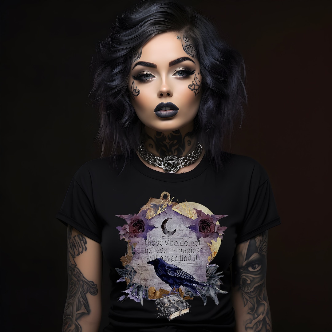 Wicca Pagan Witchy Theme T-shirt, Raven Spellbook, Pagan Tee, Magick ...