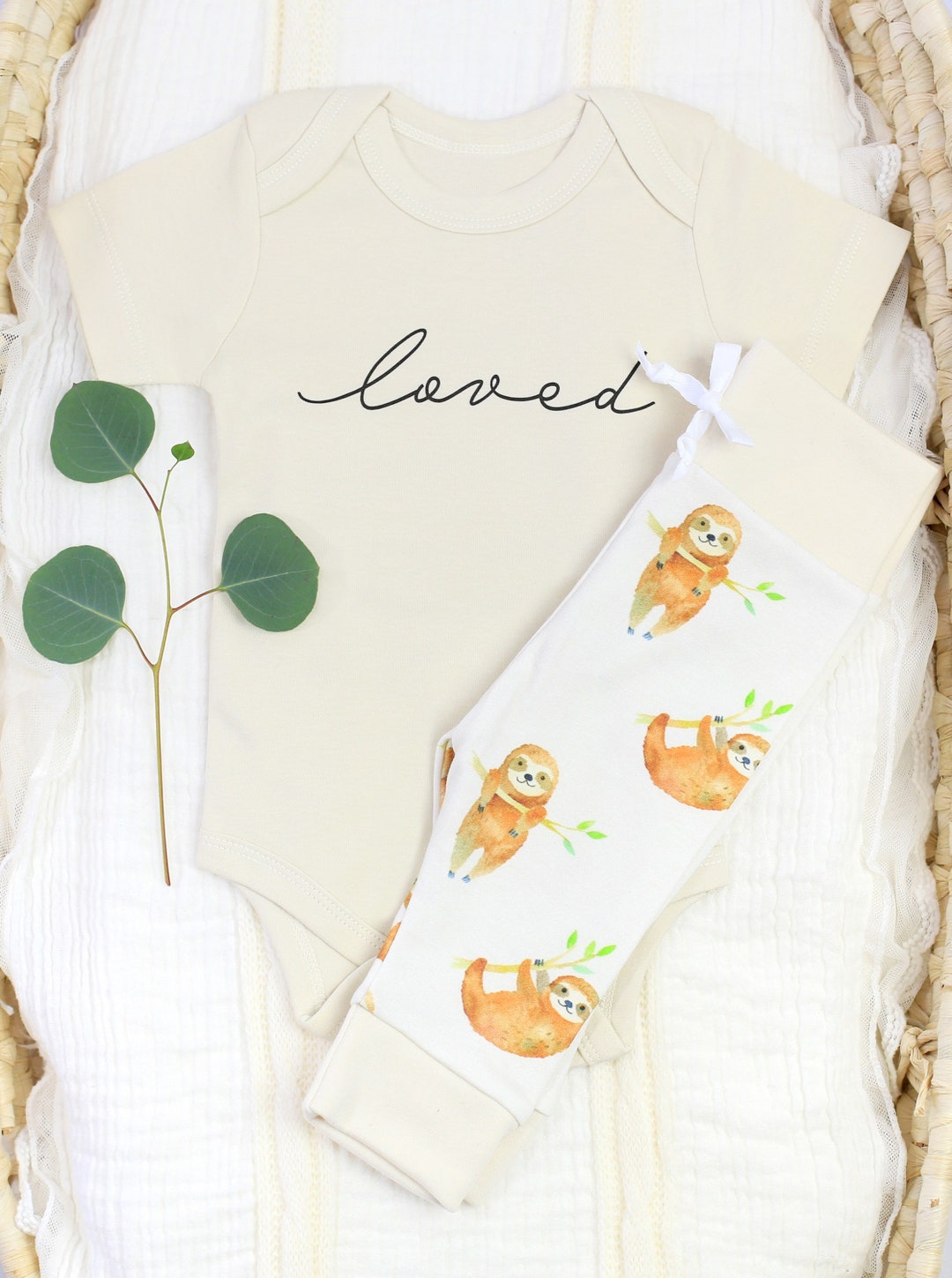 Organic Baby Clothes, Sloth Baby Clothes, Sloth Baby Leggings, Newborn ...