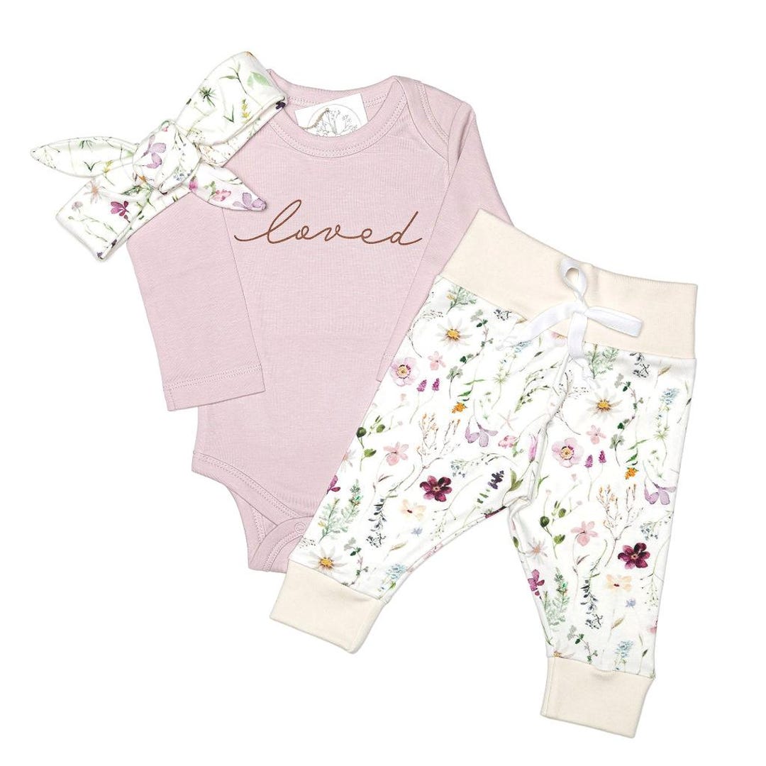 Organic Baby Girl Clothes, Floral Baby Girl Leggings, Baby Girl Floral ...