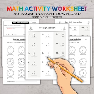 Math Worksheets - Etsy
