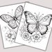 50 Grayscale Butterfly Coloring Pages, Printable Blooming Coloring Book ...