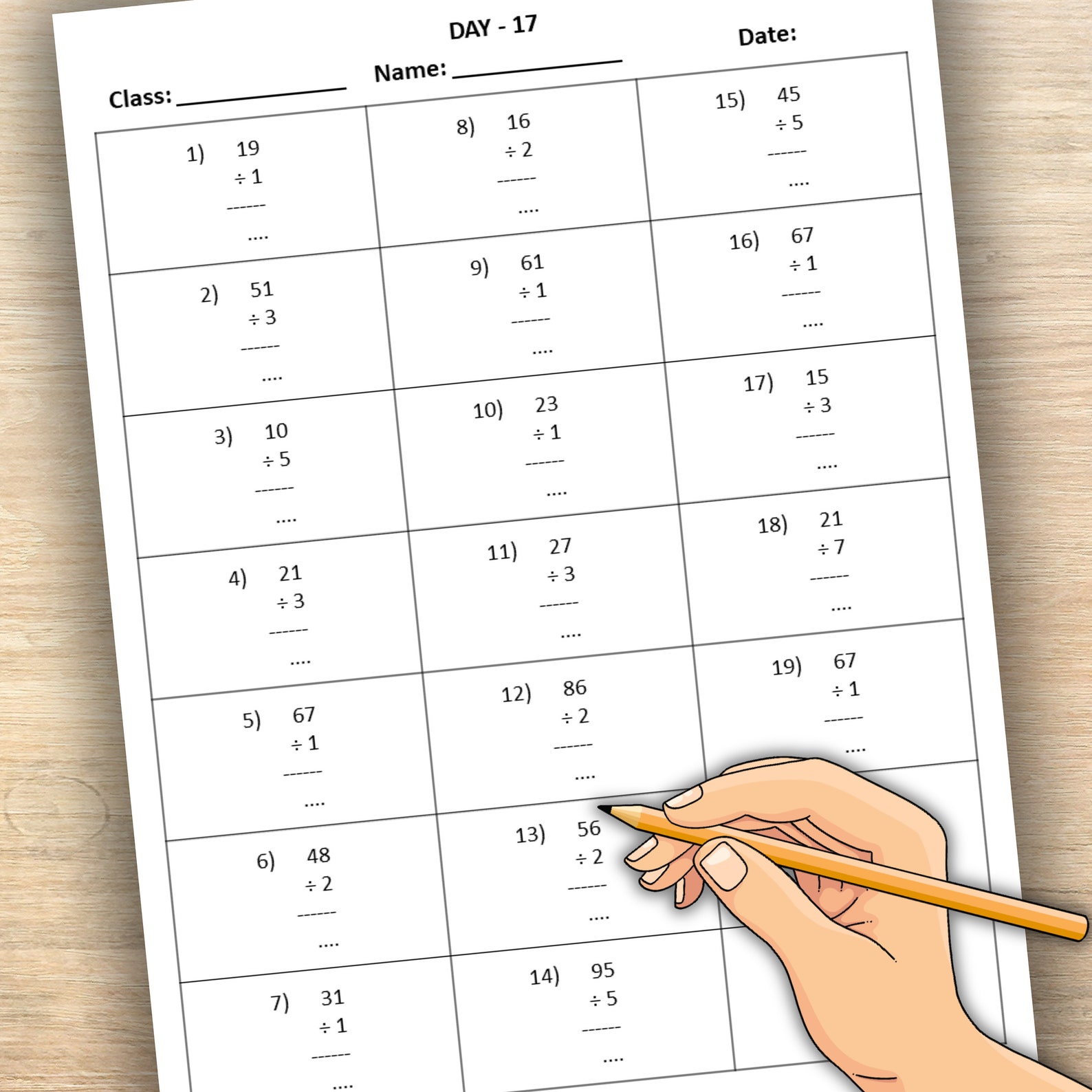 2000 Pages Division Worksheets Bundle, Printable Simple Division ...