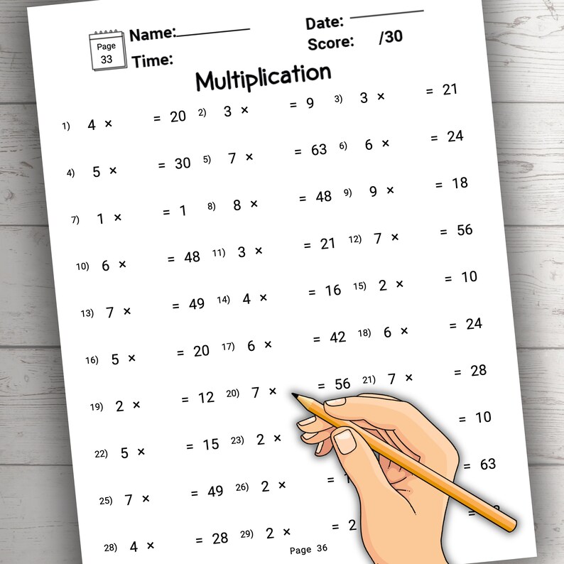 102 Pages Timed Multiplication Math Worksheet,printable 2nd Grade Math ...