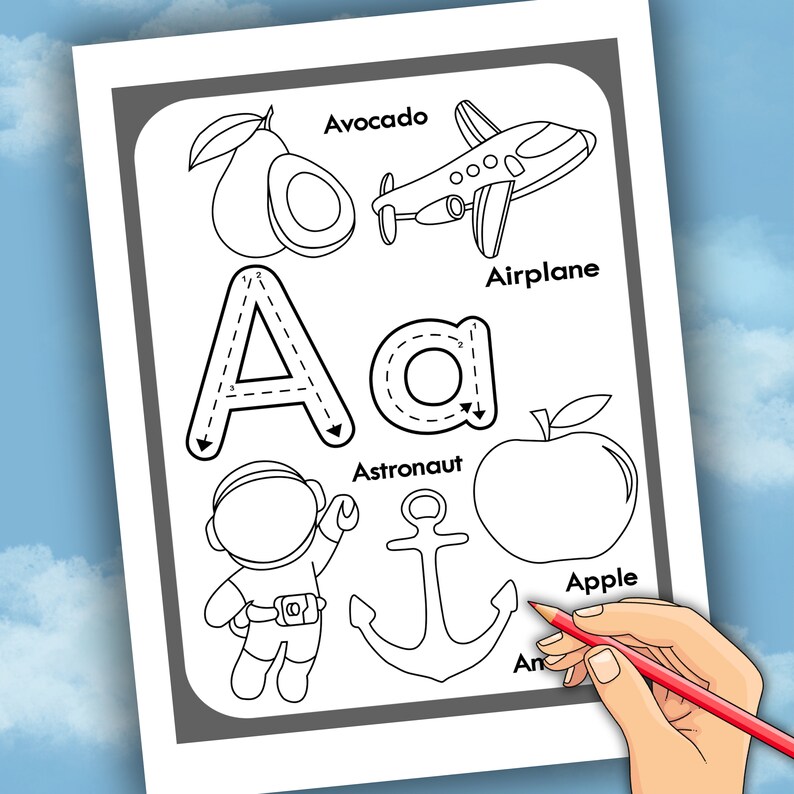 26 ABC Tracing Coloring Pages, Alphabet Coloring Sheets, Printable ...