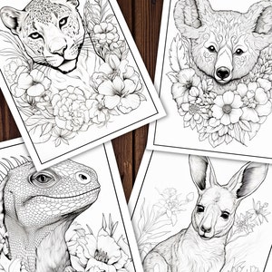 Grayscale Wild Animals Coloring Pages, Printable 50 Coloring Pages ...