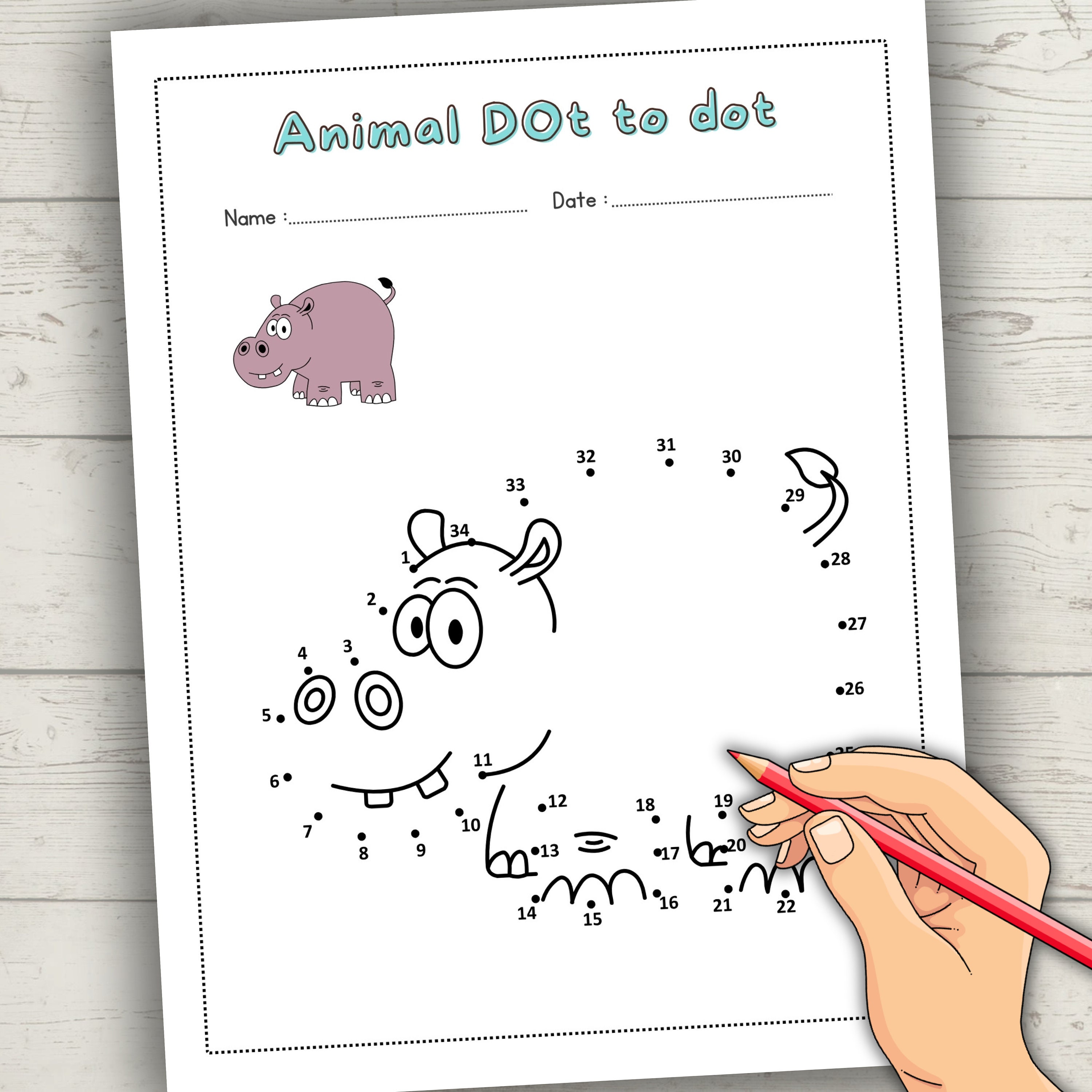 99 Pages Animal Dot-to-dot Coloring for Kids, Printable Coloring Book ...